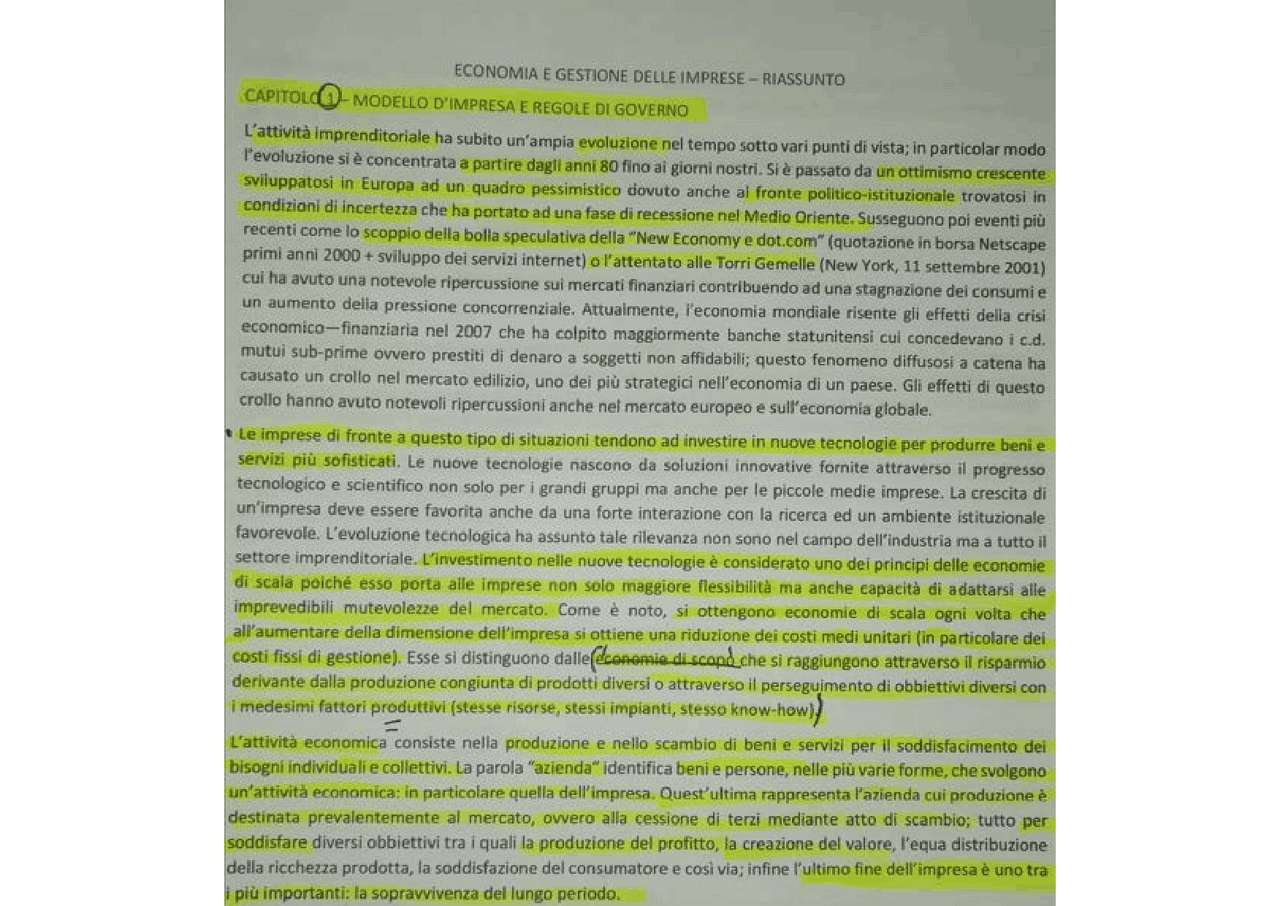 Riassunto Libro Gestione Impresa Docsity