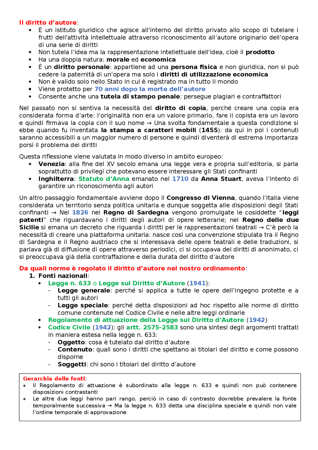 Riassunto Compendio Del Diritto Dautore Docsity