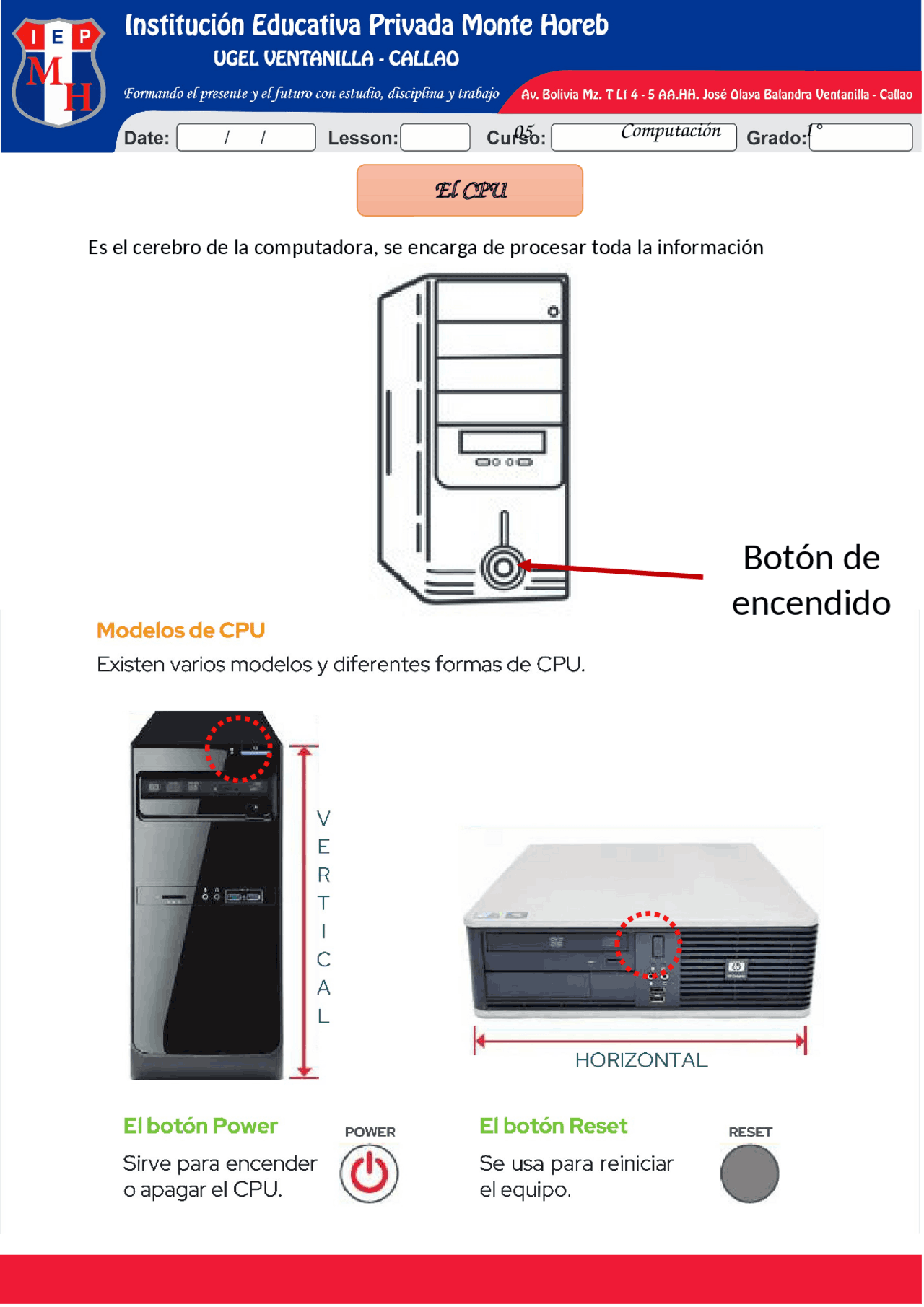 Fichas de trabajo de computación | Resúmenes de Tecnología - Docsity