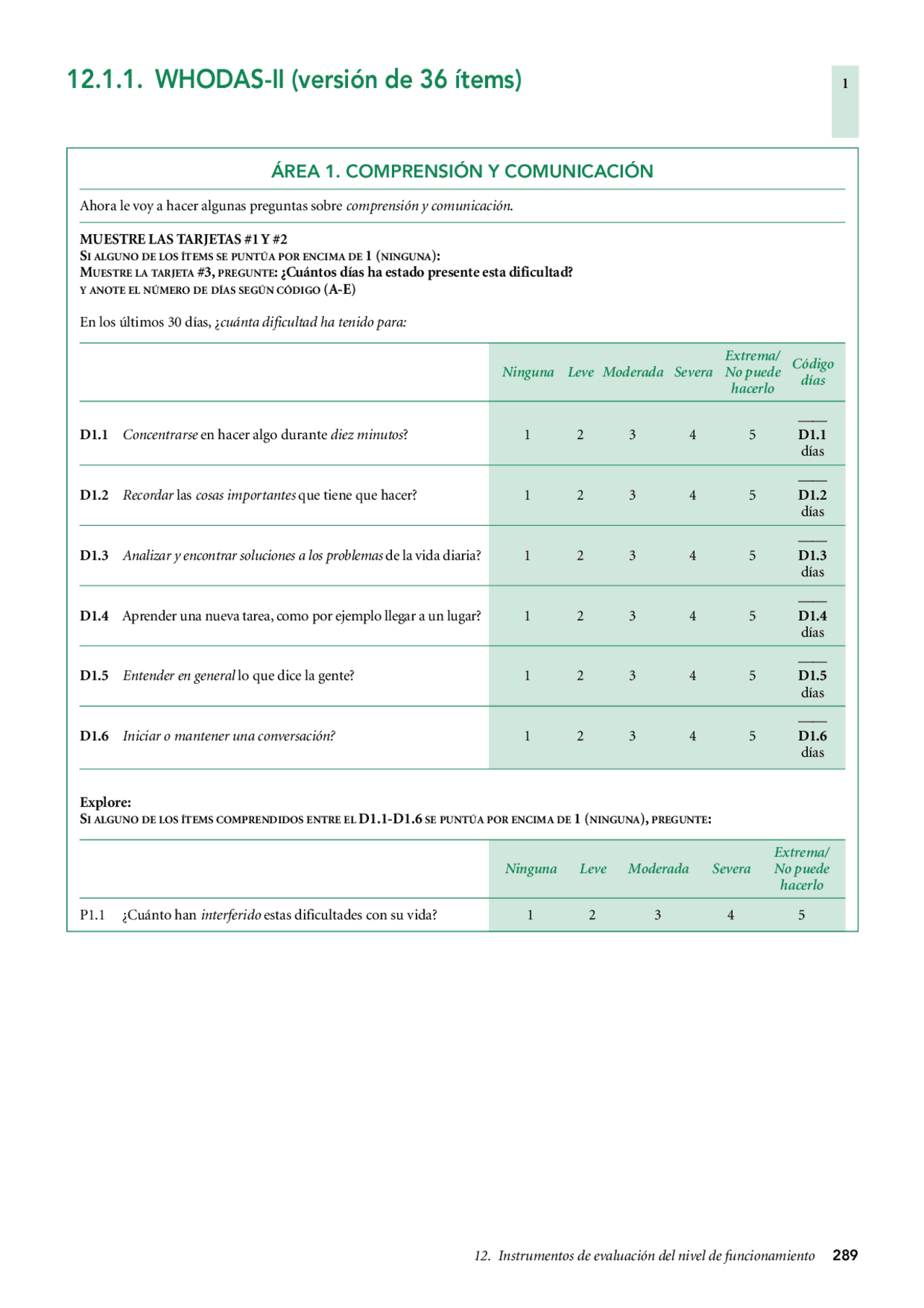 WHODAS-II TEST DE APLICACIÓN COMPLETO - Docsity