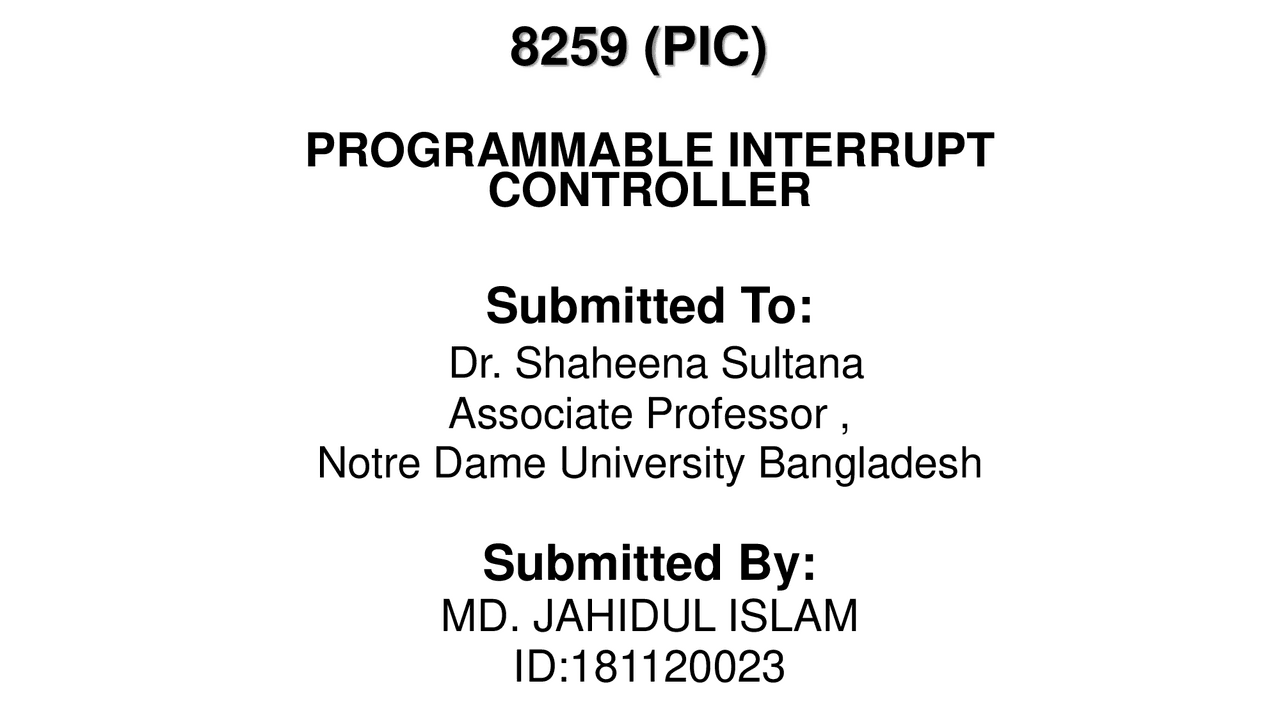 Programmable Interrupt Controller Pic Docsity