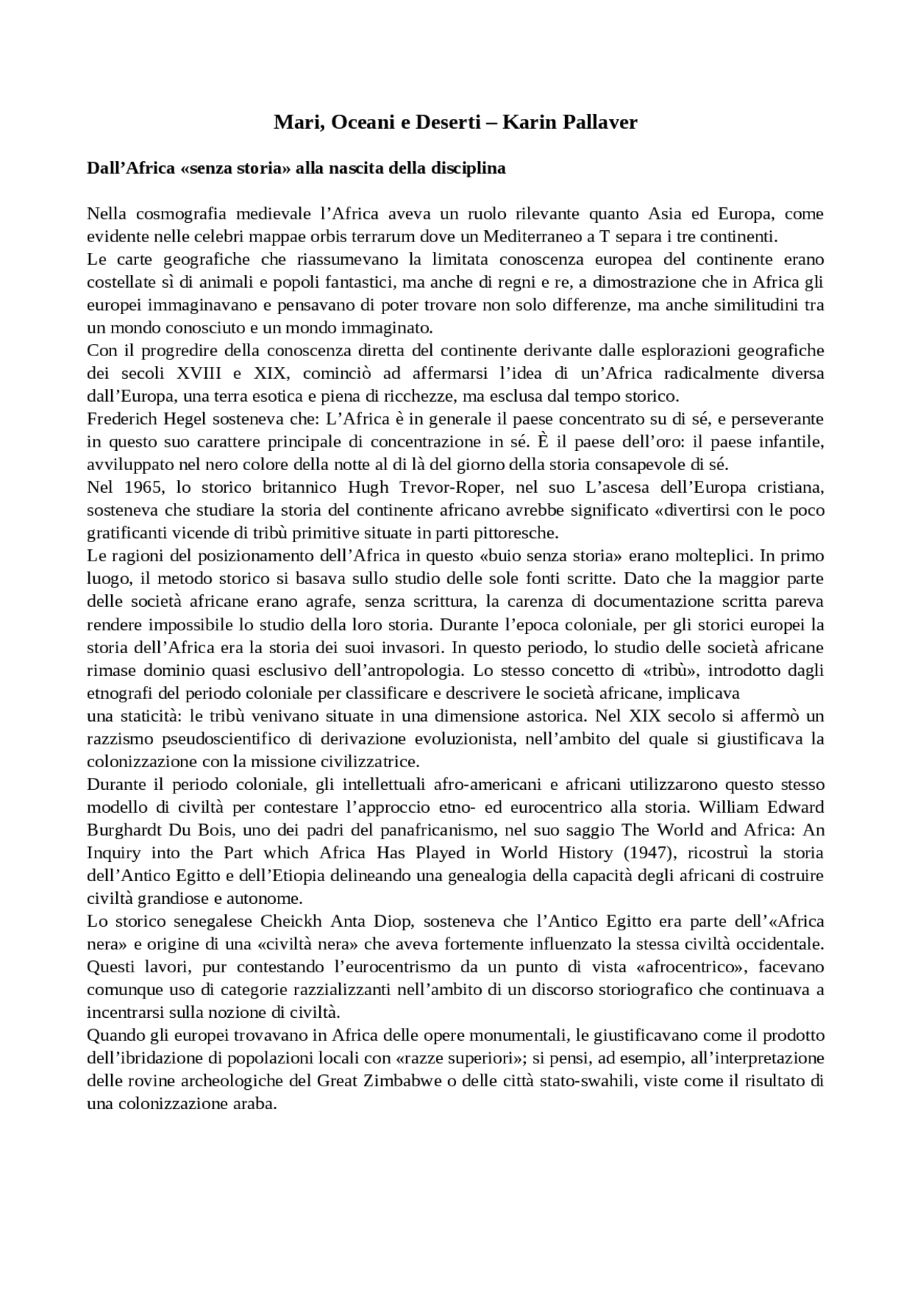Riassunto Del Saggio Mari Oceani E Deserti Docsity