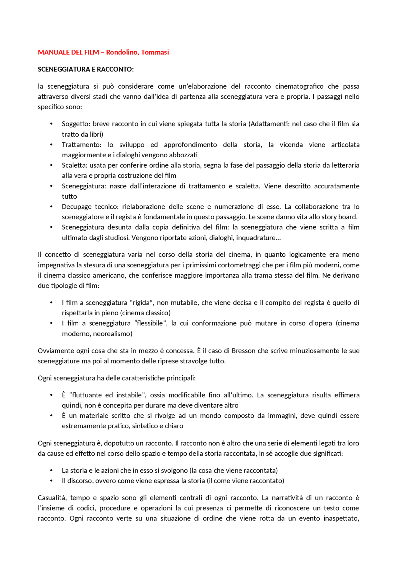Riassunto Manuale Del Film Rondolino Tomasi Docsity