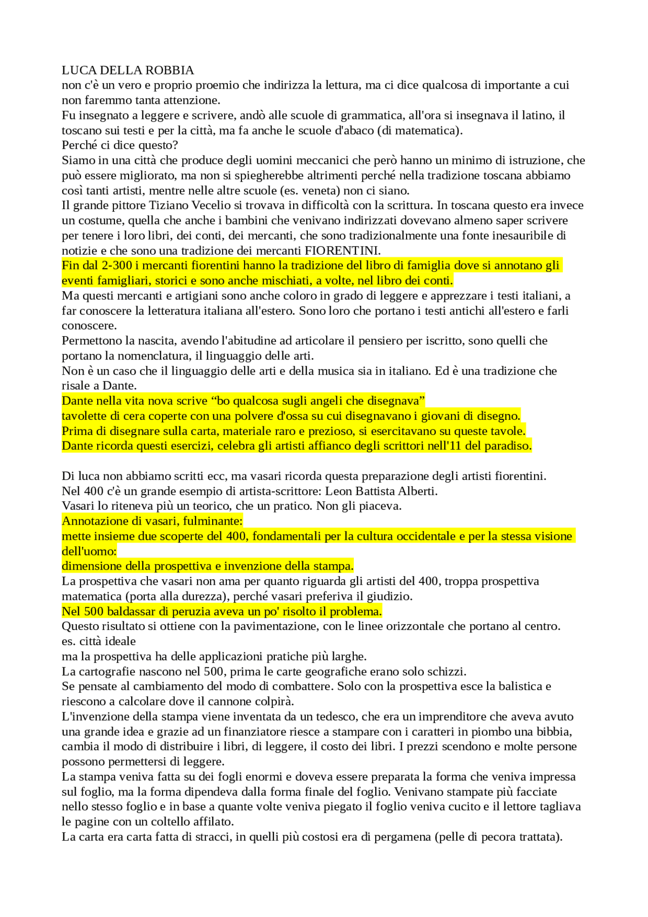 Luca Della Robbia Appunti Lezione Di Mattioda Docsity
