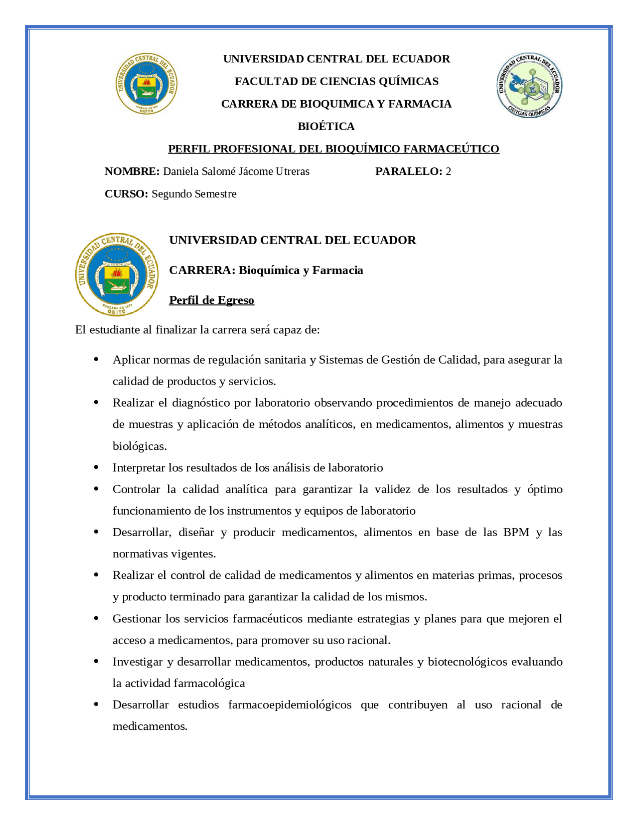 Bioetica Deberes Semestre Docsity