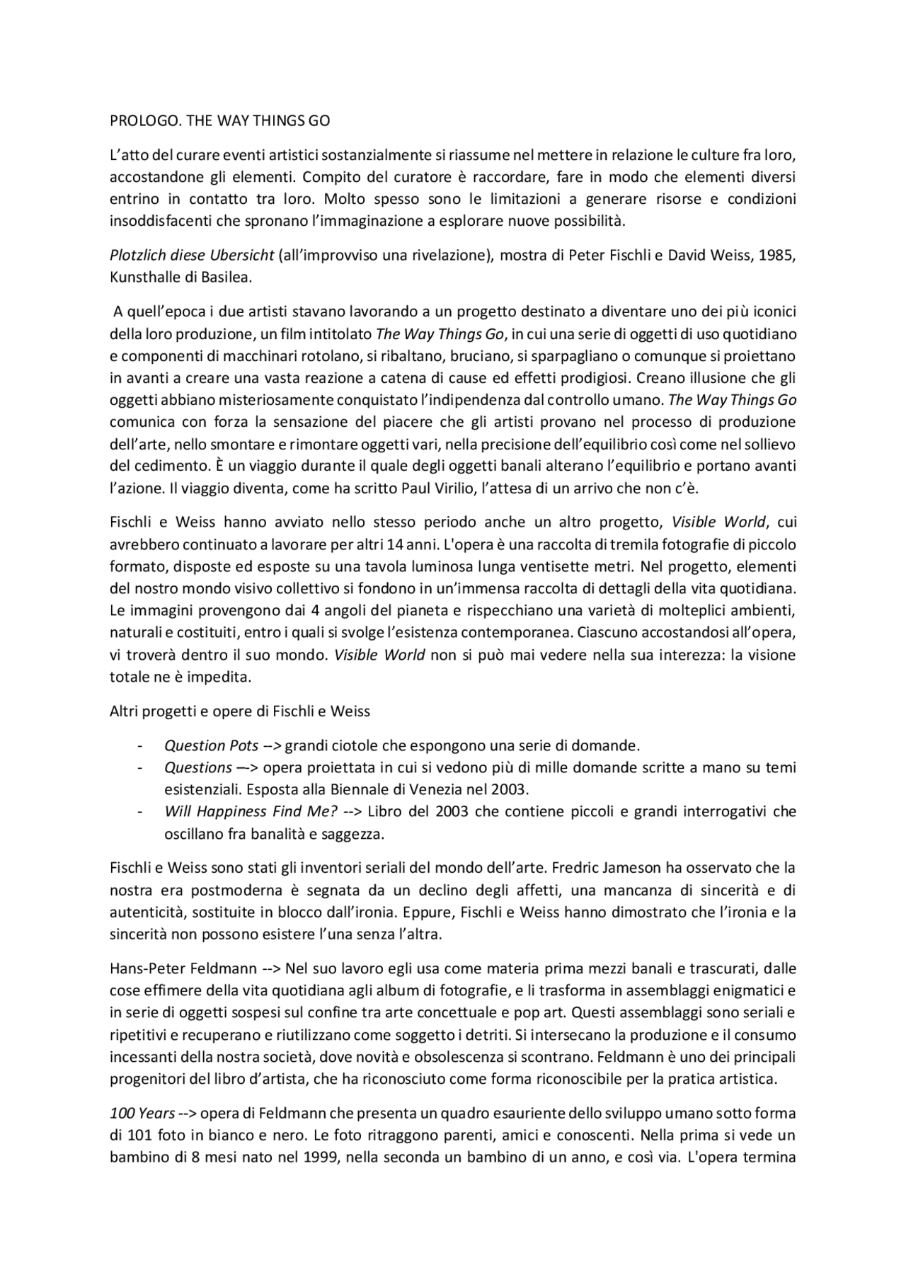 Fare Una Mostra Obrist Docsity