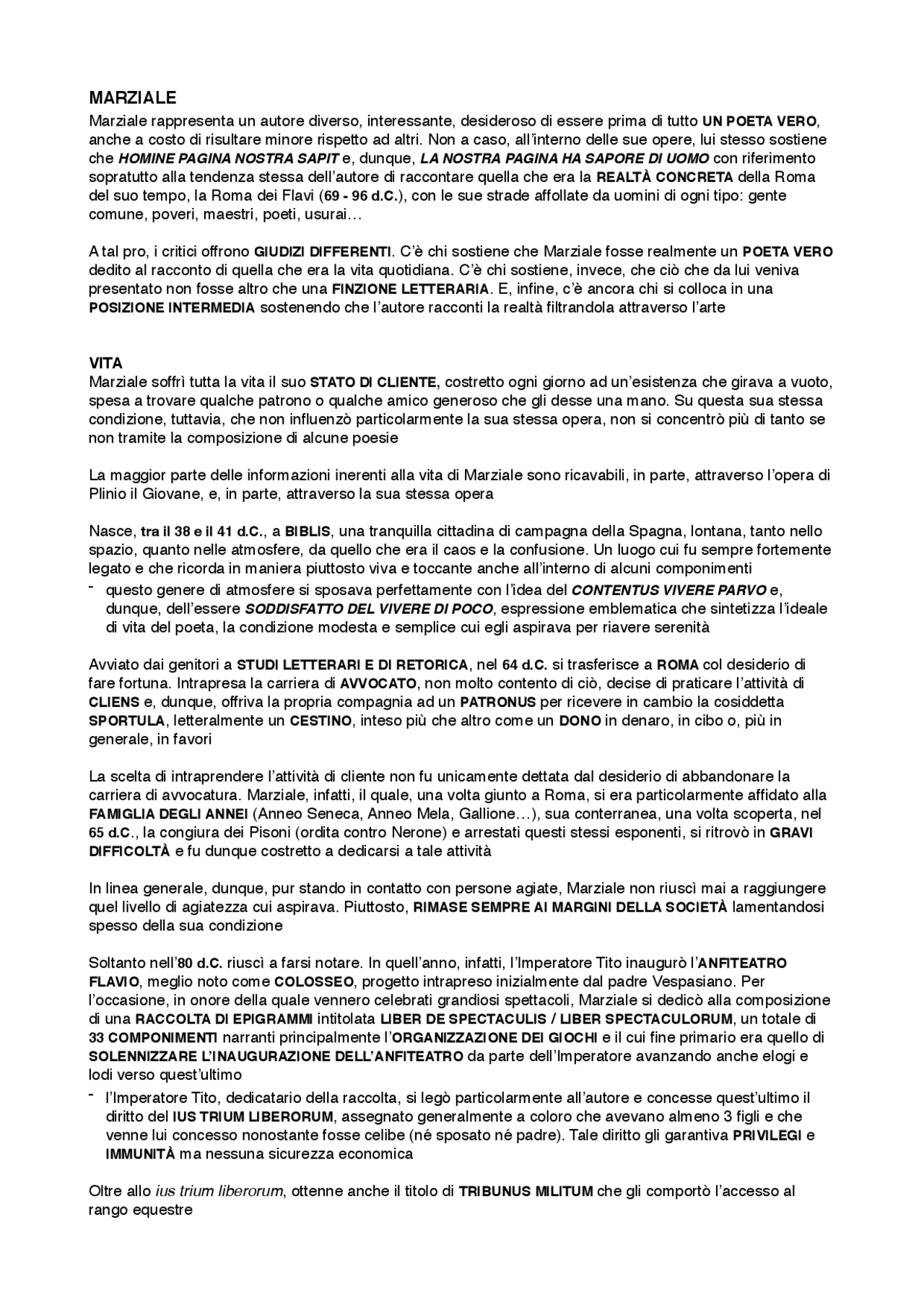 Appunti Marziale Latino Docsity