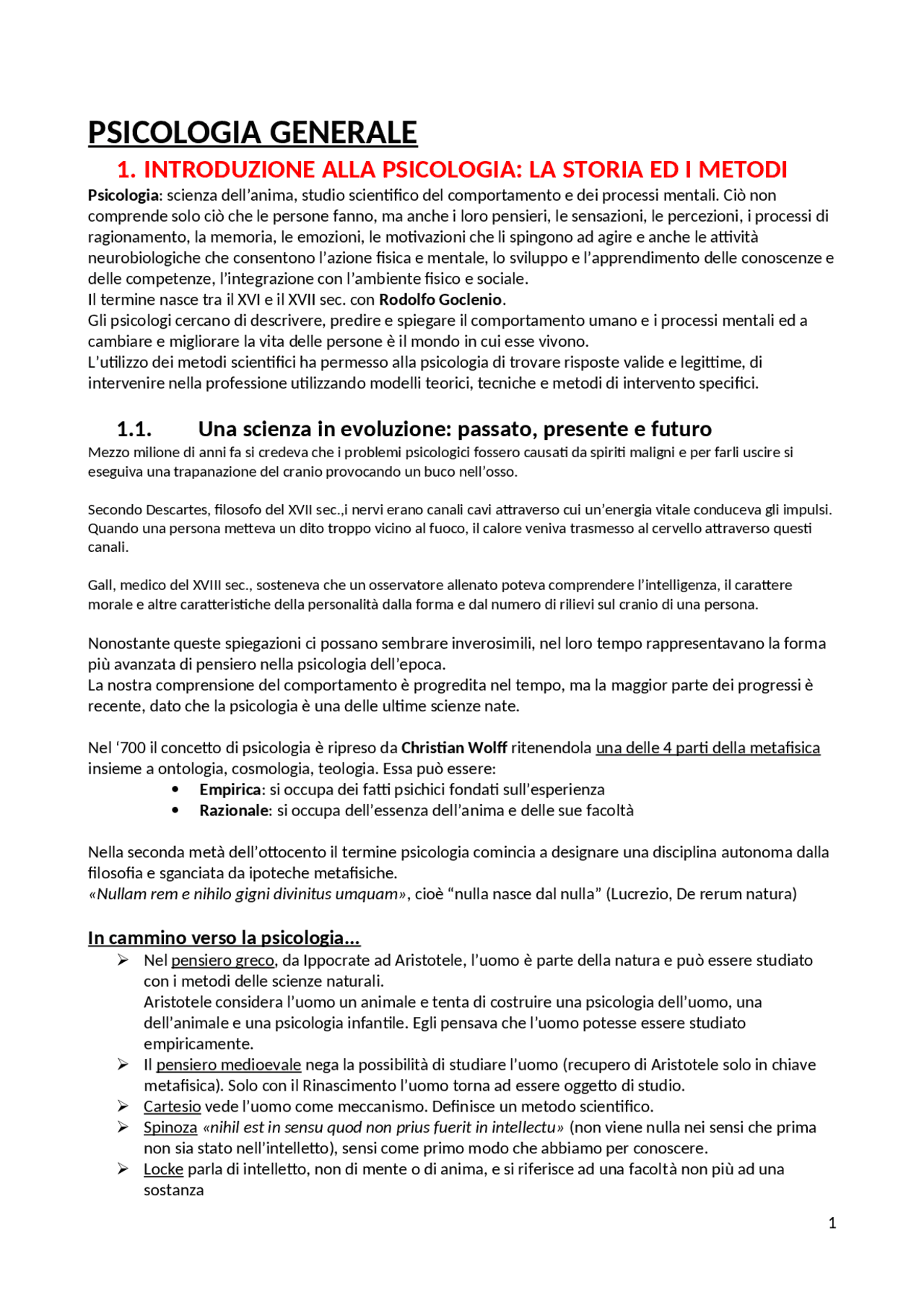 Psicologia Generale Docsity