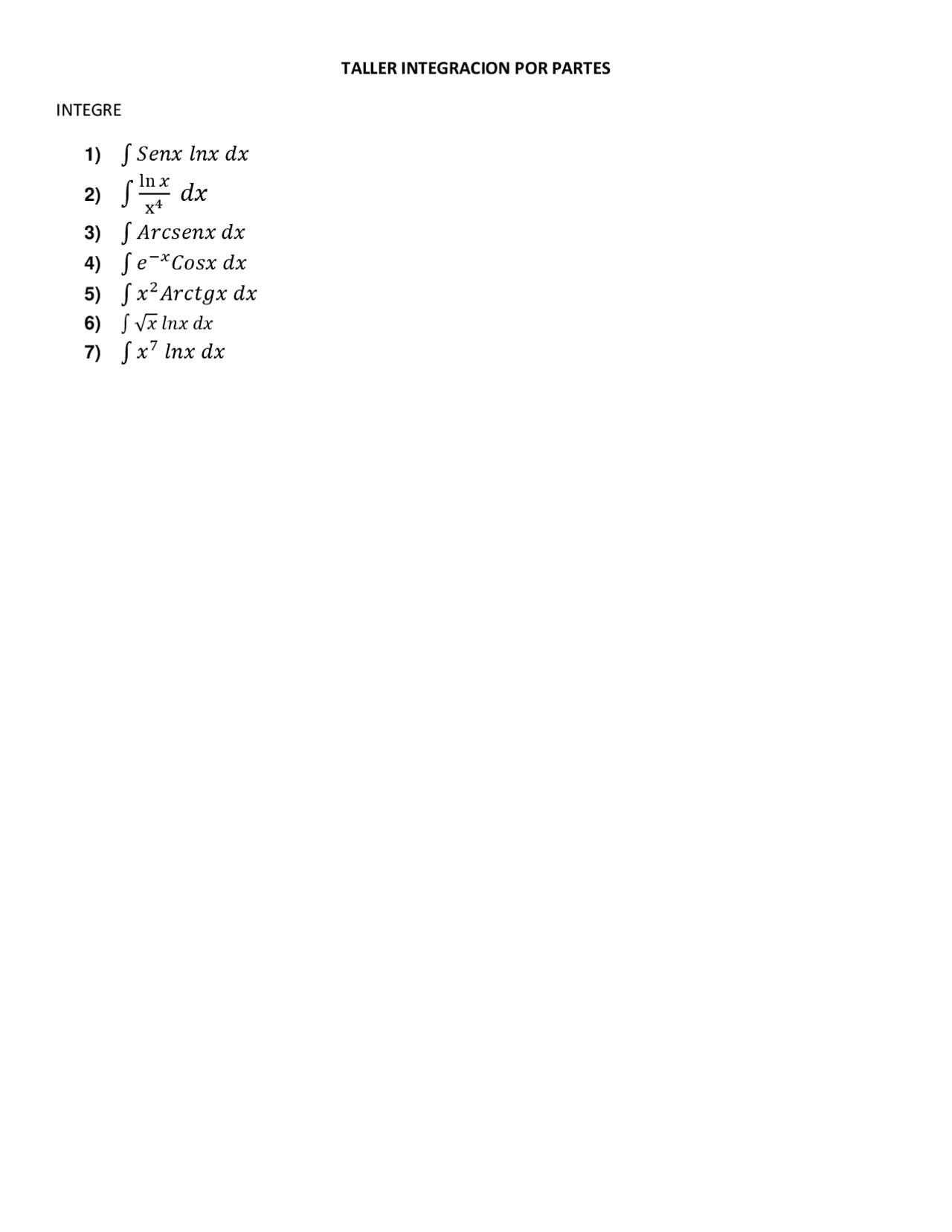 Ejercicios De Calculo Integral Docsity