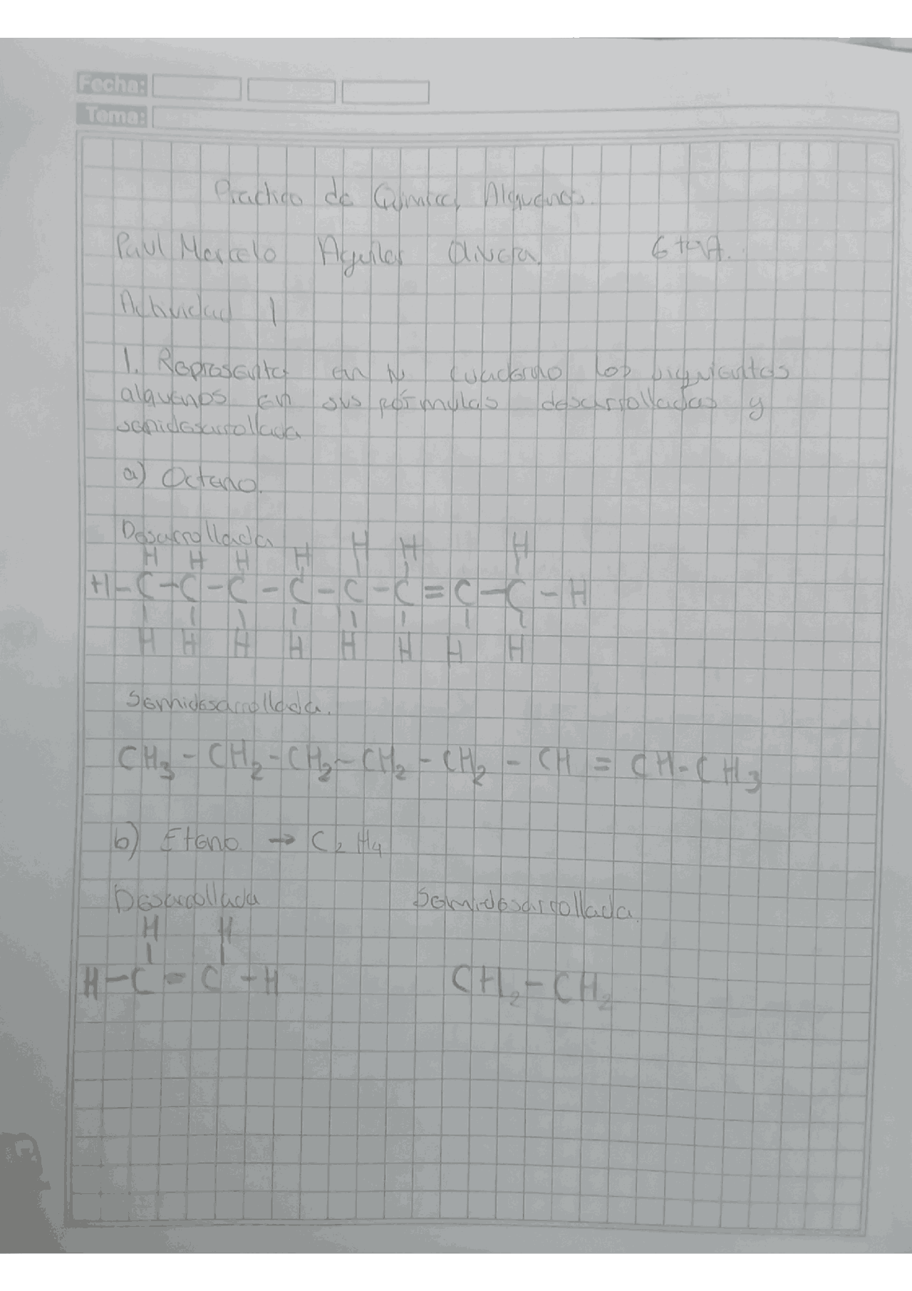 Práctico De Alquenos Exercices De Chimie Docsity