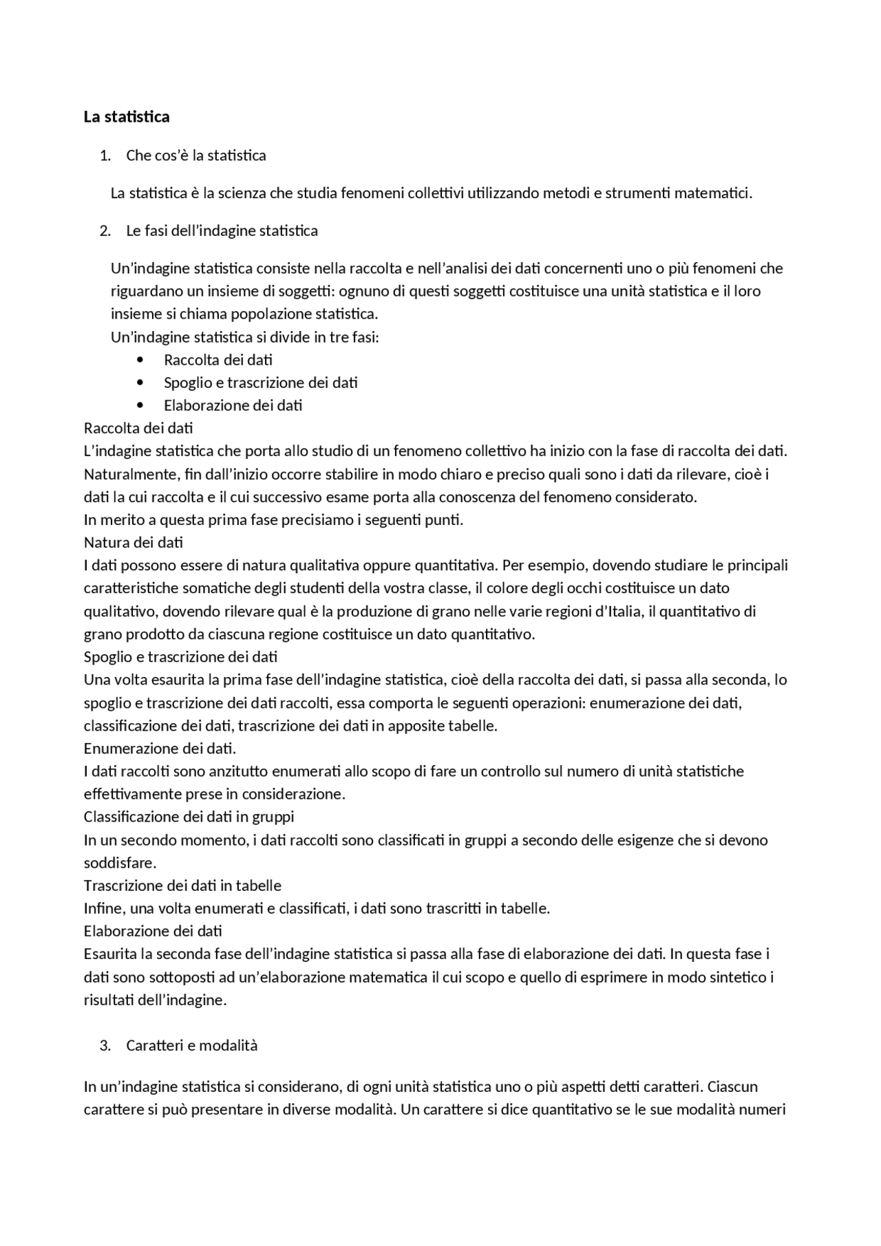 La Statistica Sintesi Docsity