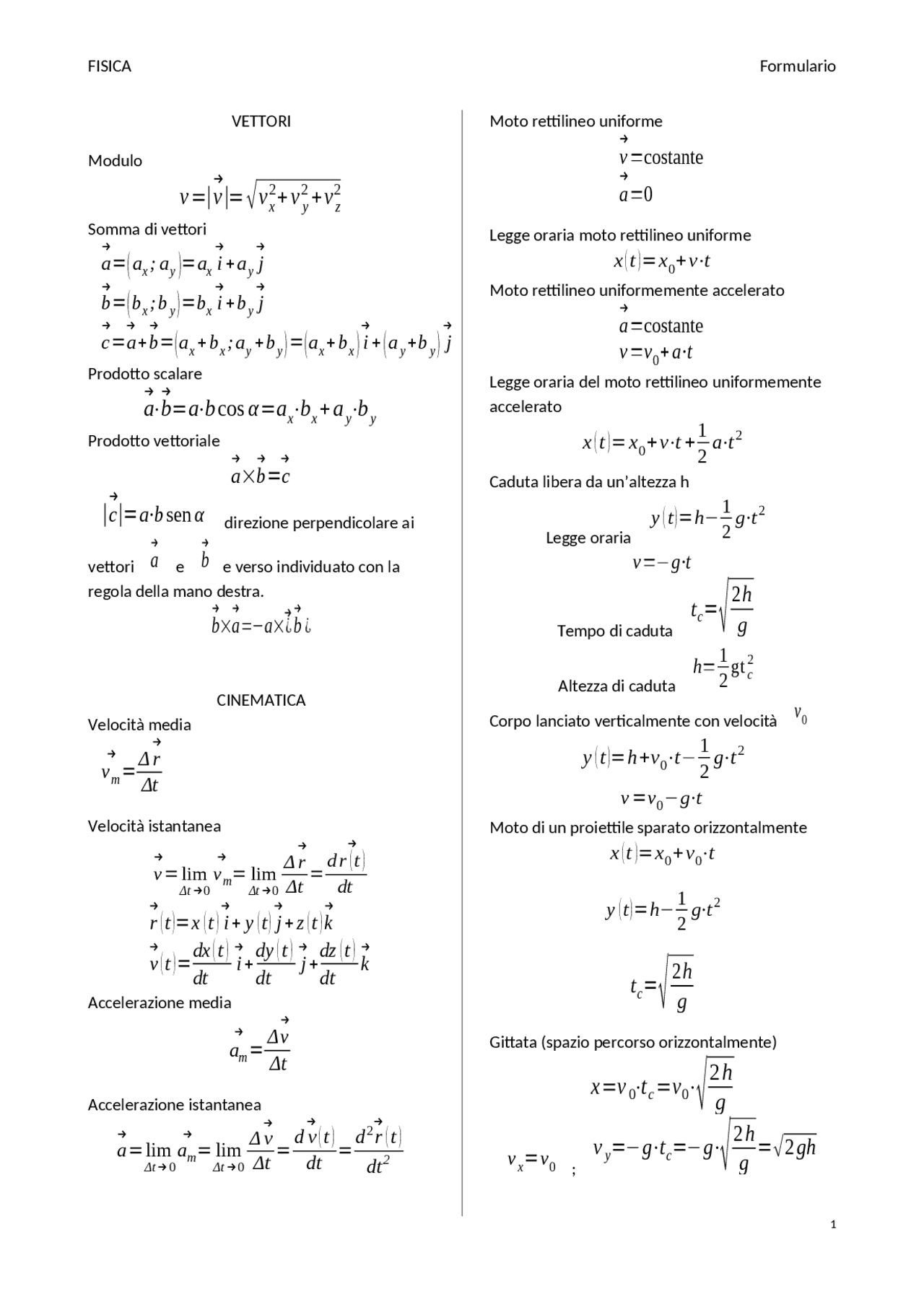 Formulario Per Scuola Secondaria Formulari Di Matematica Docsity