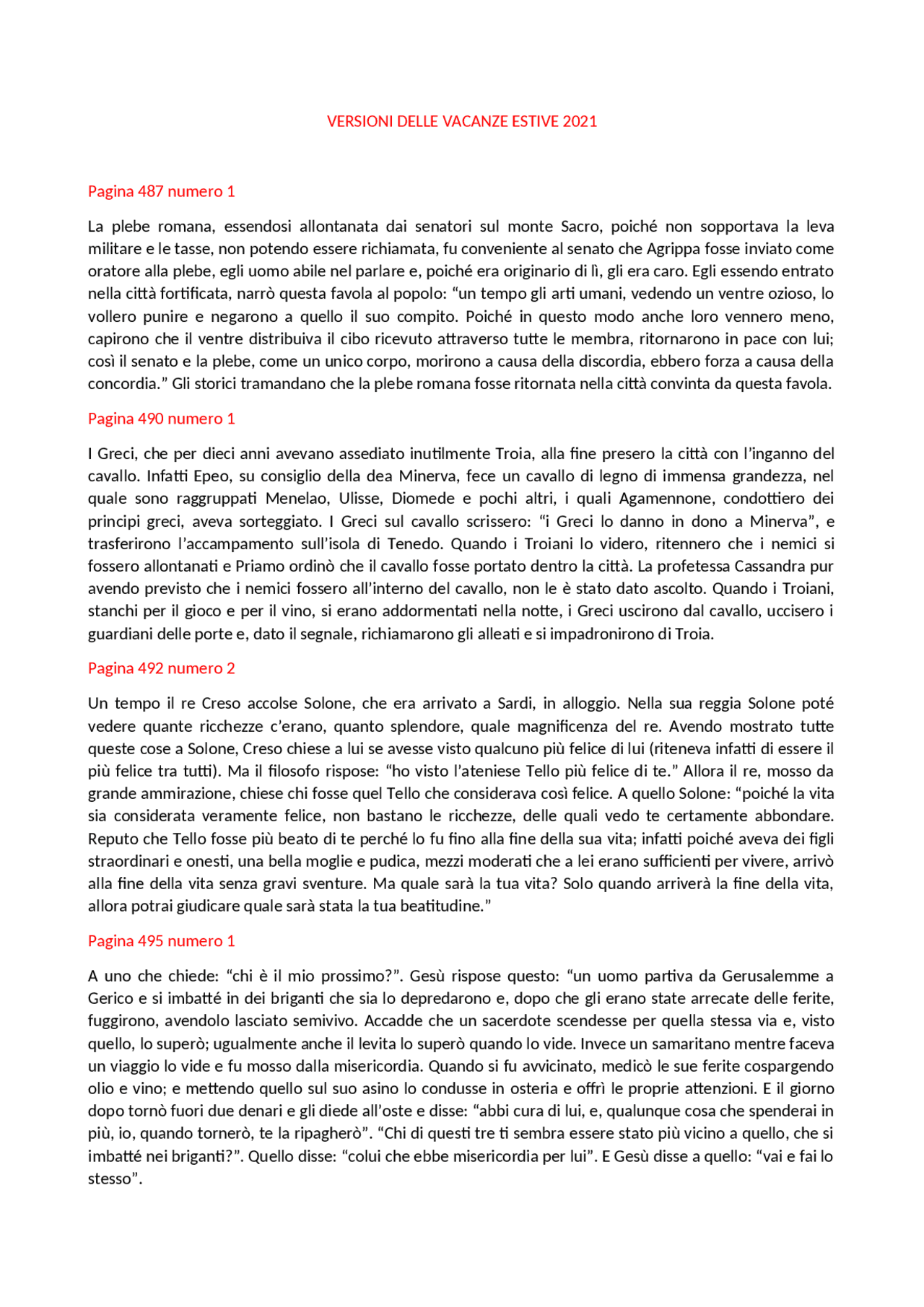 Versioni Di Latino Della Scuola Superiore Docsity
