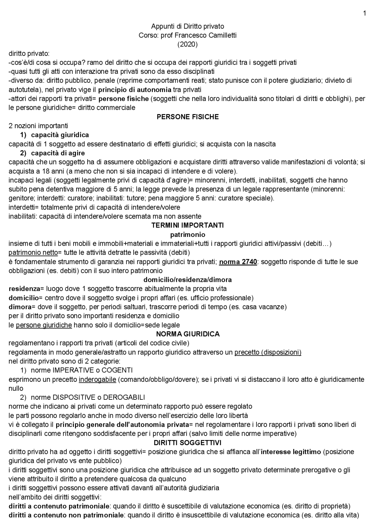 Appunti Di Diritto Privato Docsity