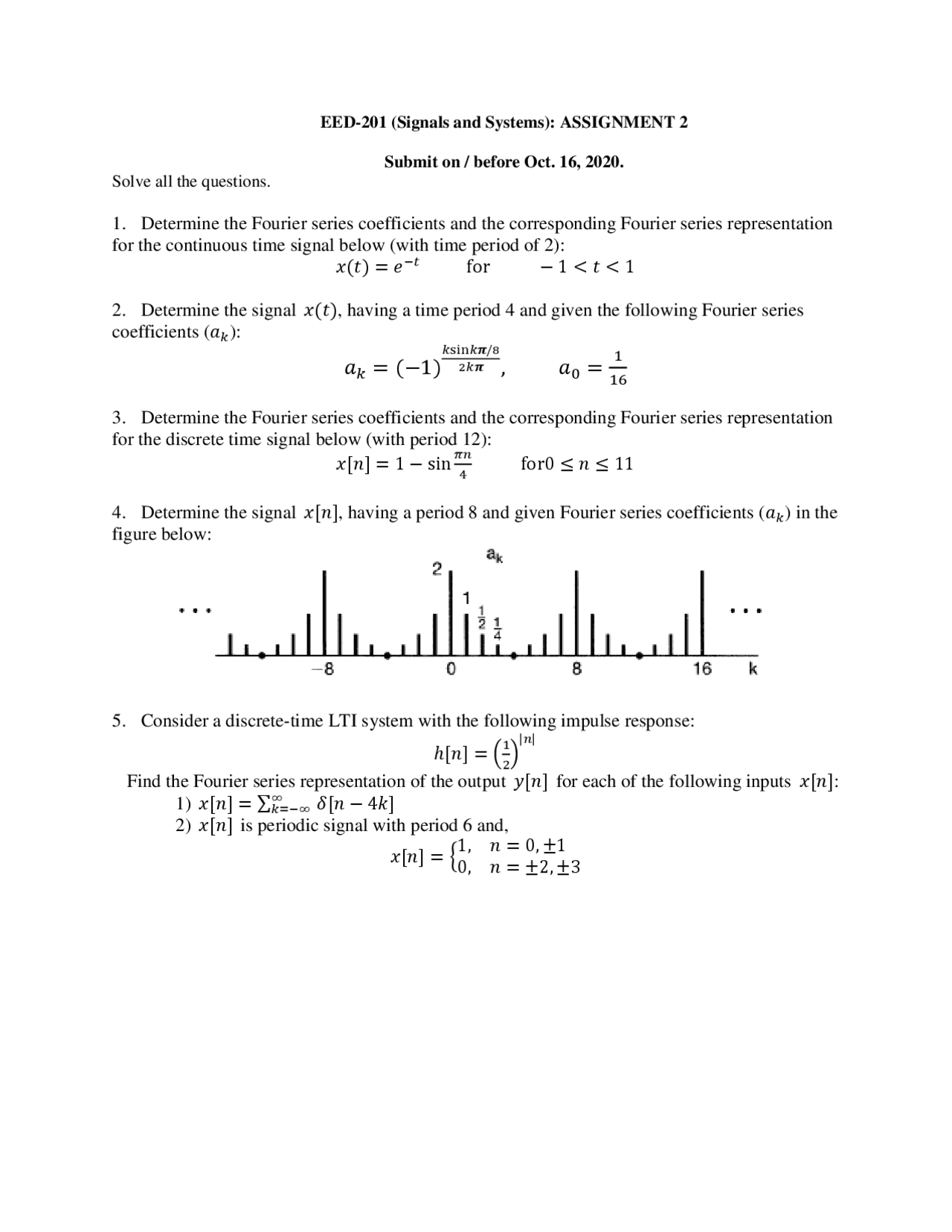 Assignment 2 Signal And Systems Docsity