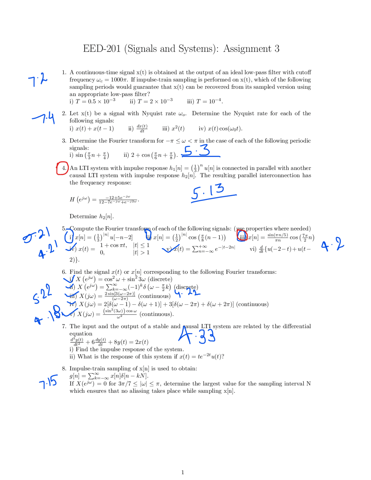 Assignment 3 Signal And Systems Docsity