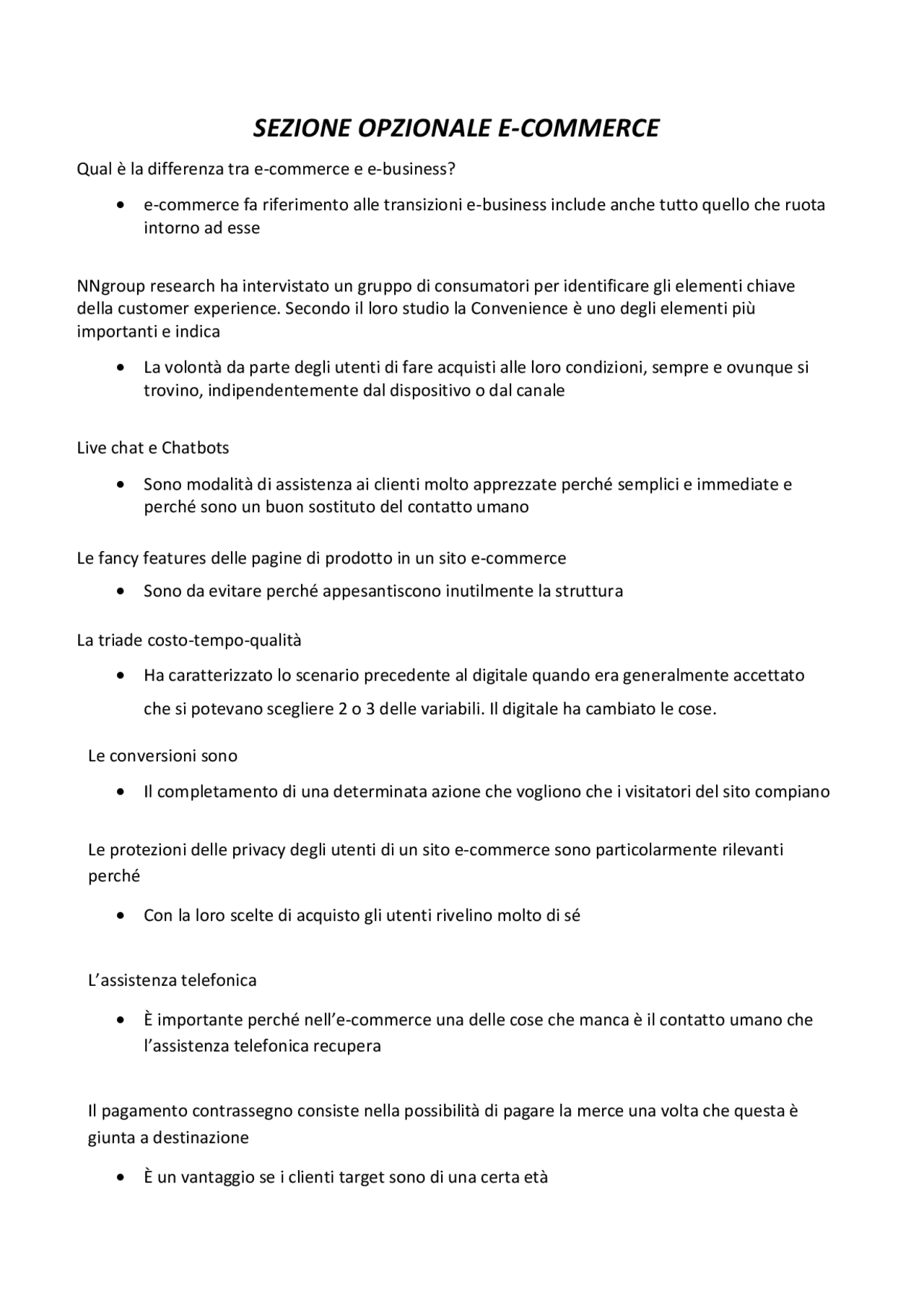Test Facoltativo E Commerce Docsity