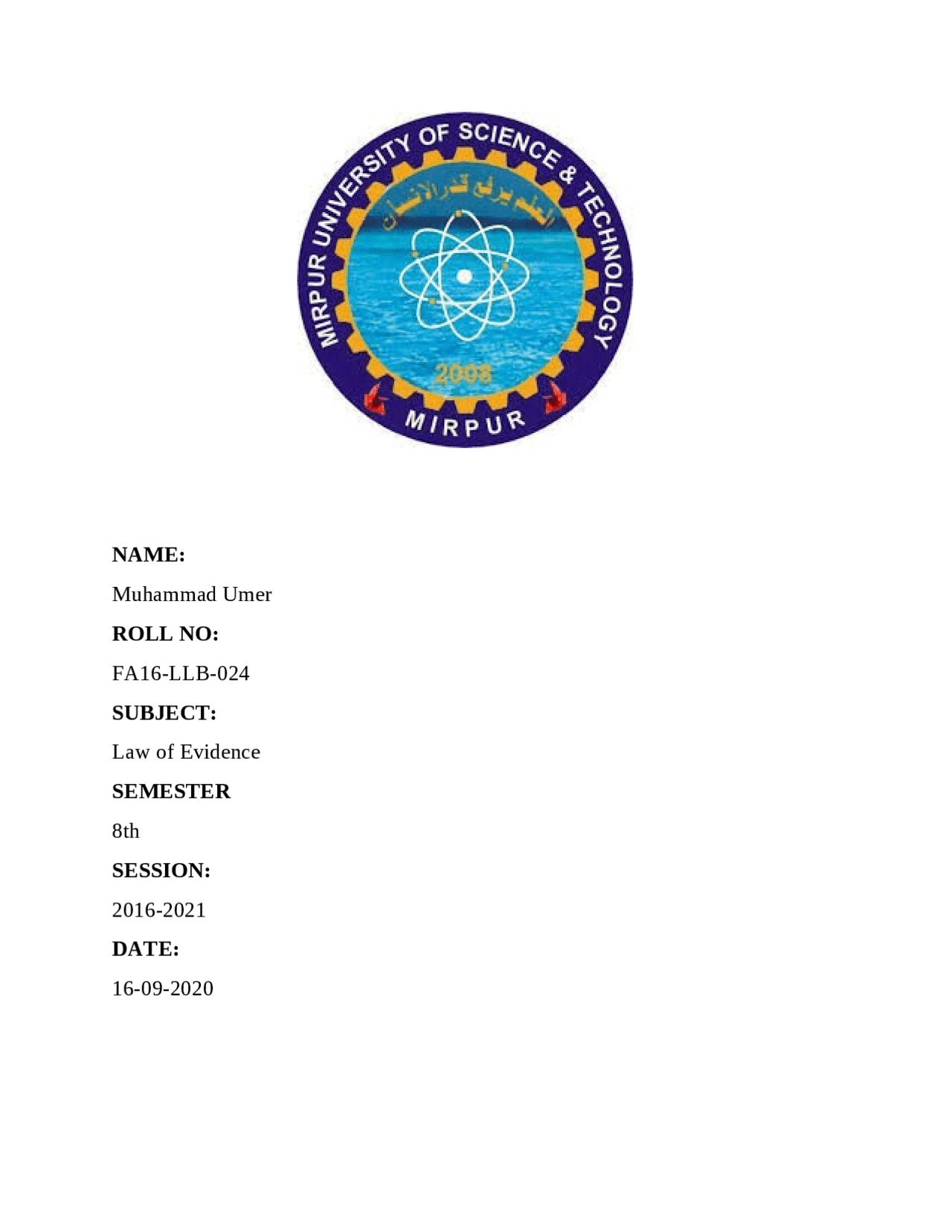 Admission in law of ecidence | Summaries Law of Evidence | Docsity