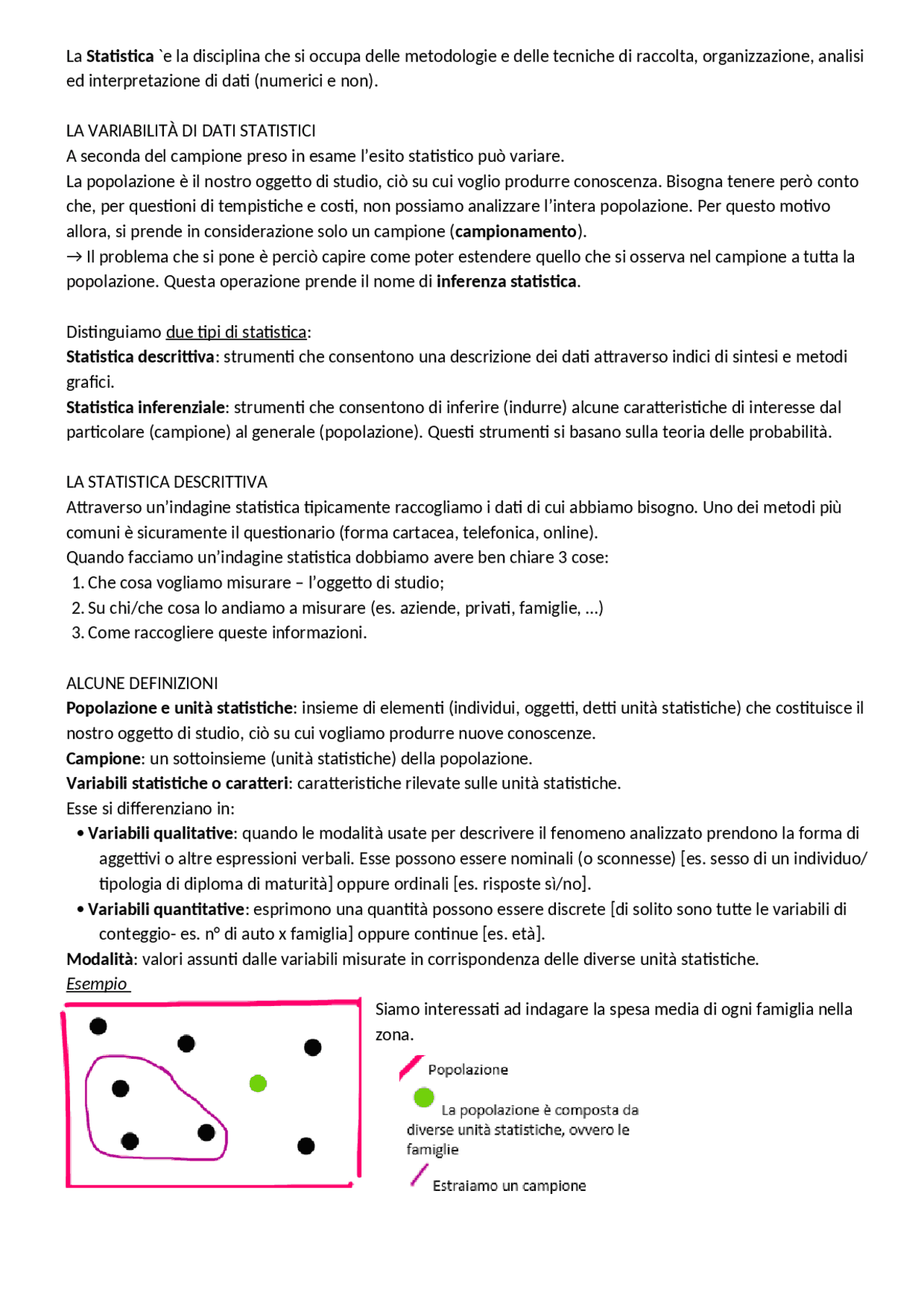 Introduzione alla statistica - nozioni di base - Docsity