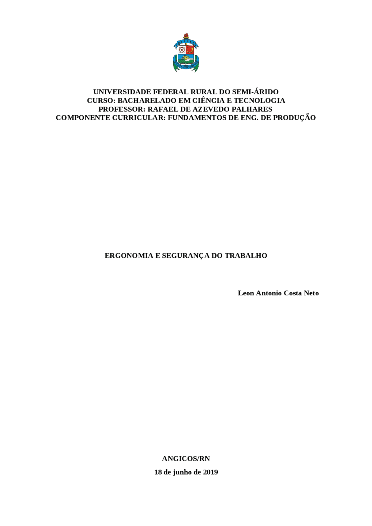 Ergonomia E SeguranÇa Do Trabalho Docsity