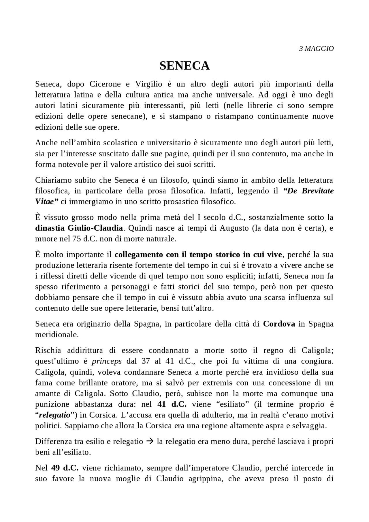 Seneca E Lo Stoicismo Docsity