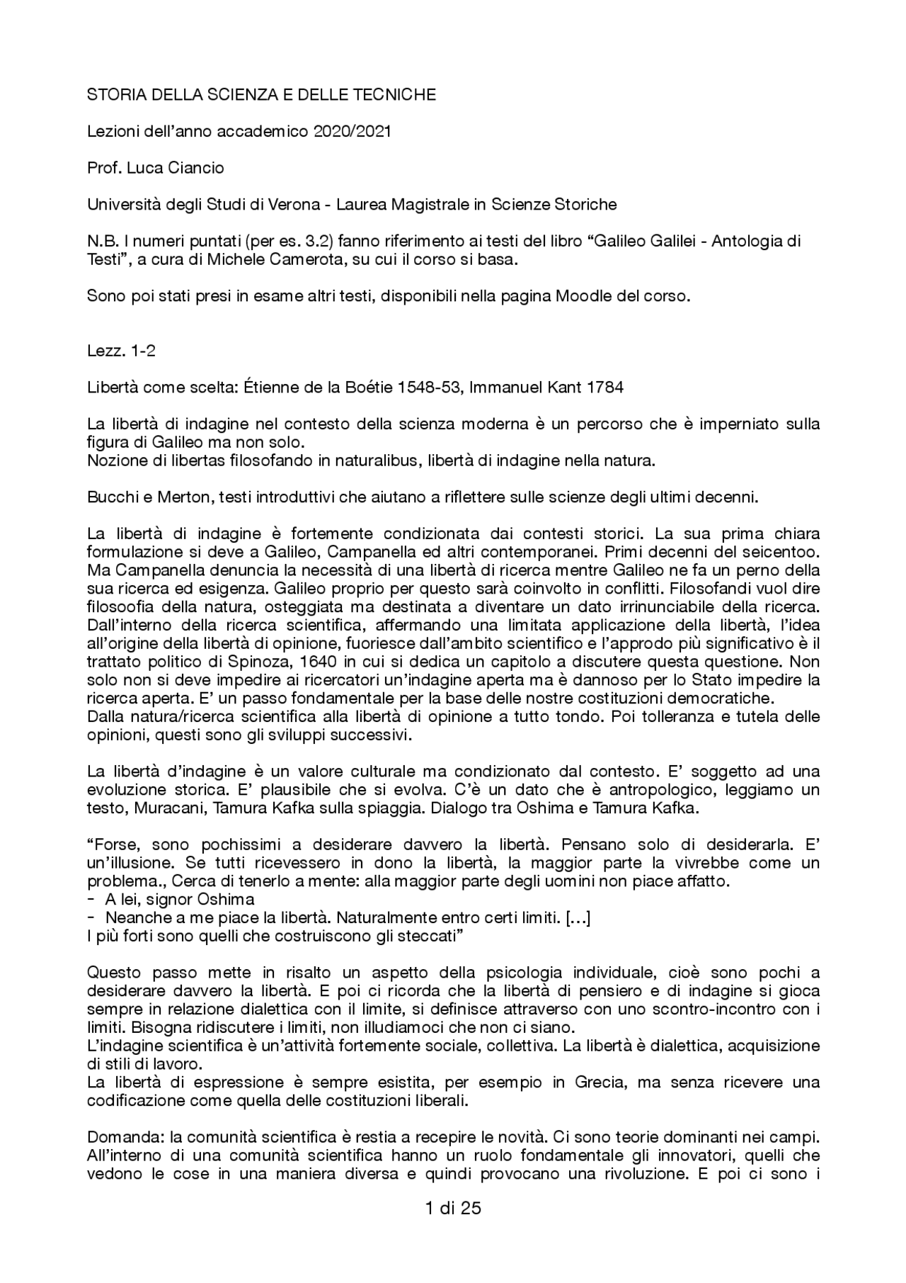 Storia Delle Scienze E Delle Tecniche Docsity