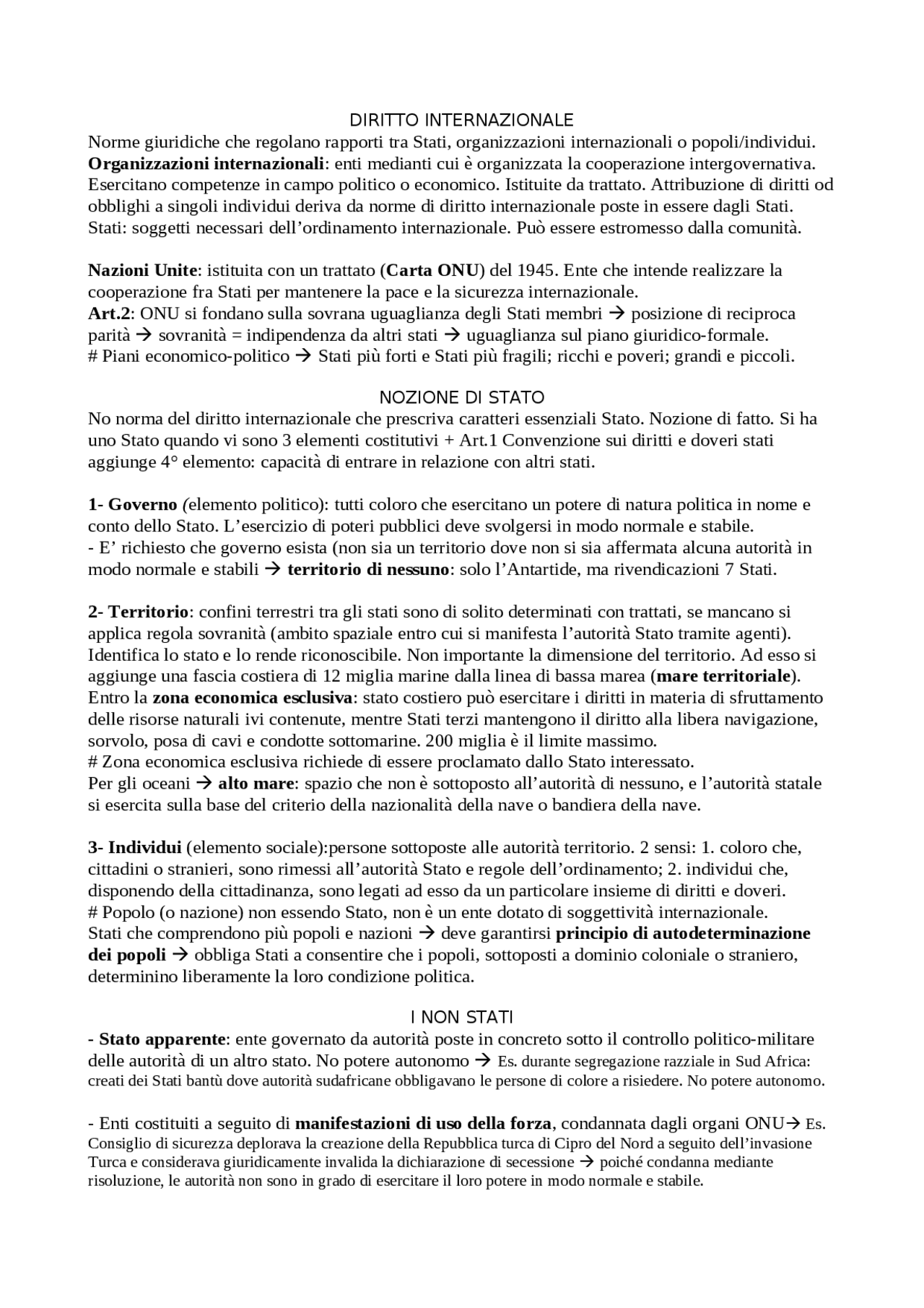 Diritto internazionale - Parte 1 - Docsity