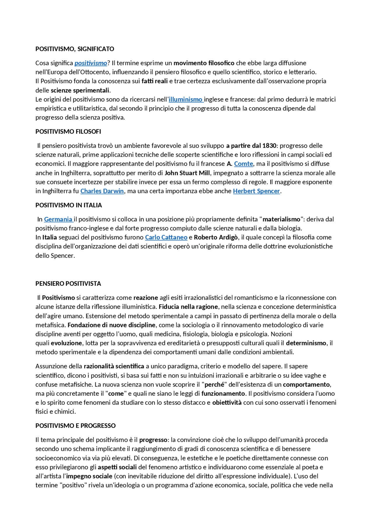 Positivismo E Comte Docsity