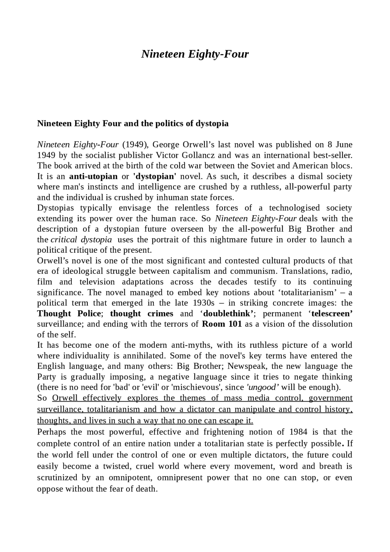 George Orwell- 1984 (Nineteen Eighty-Four) | Appunti di Letteratura ...