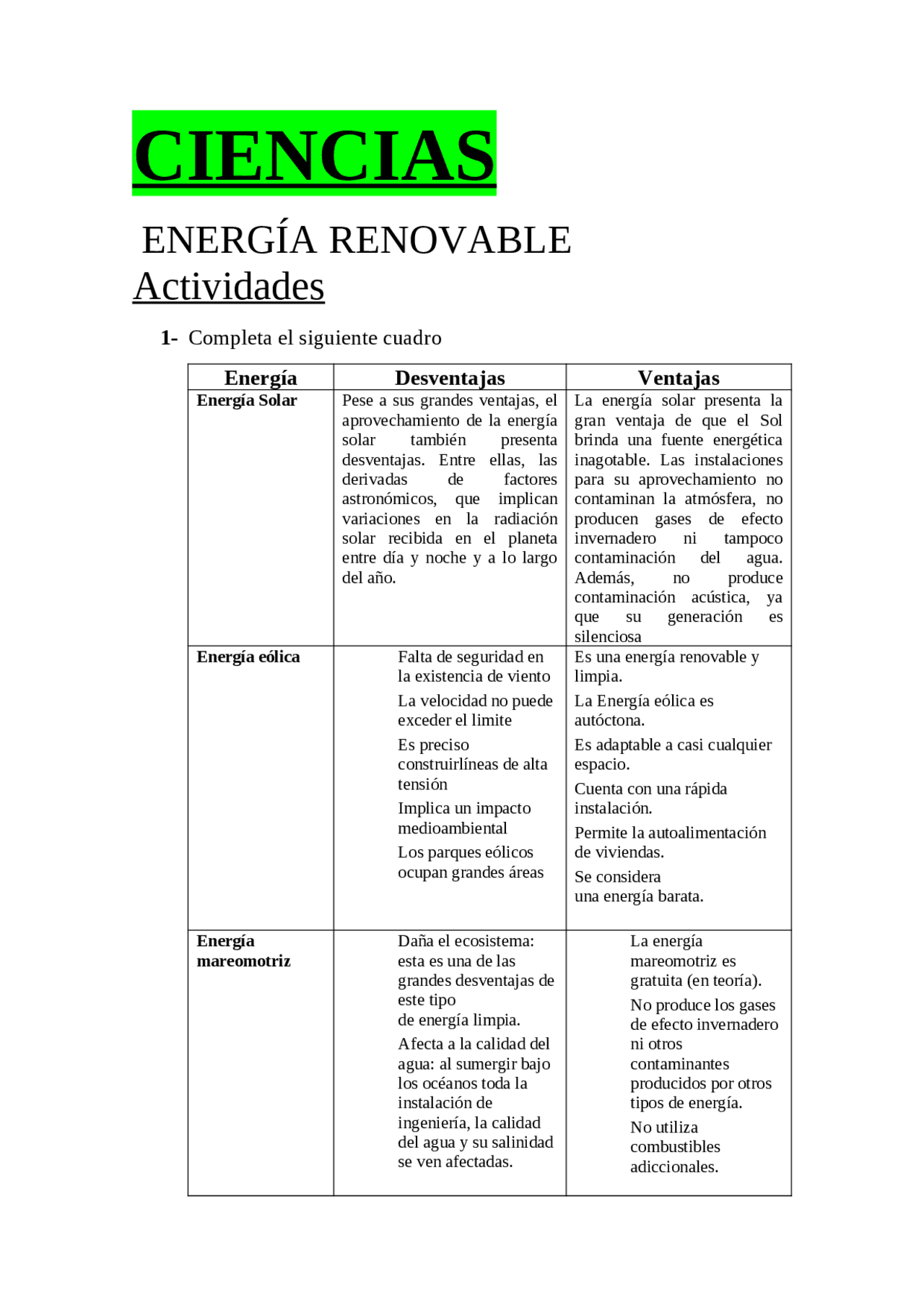 Energía Renovable Docsity