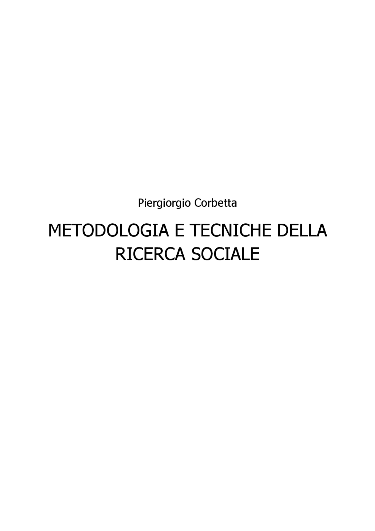 Corbetta Tecniche E Ricerca Sociale Docsity