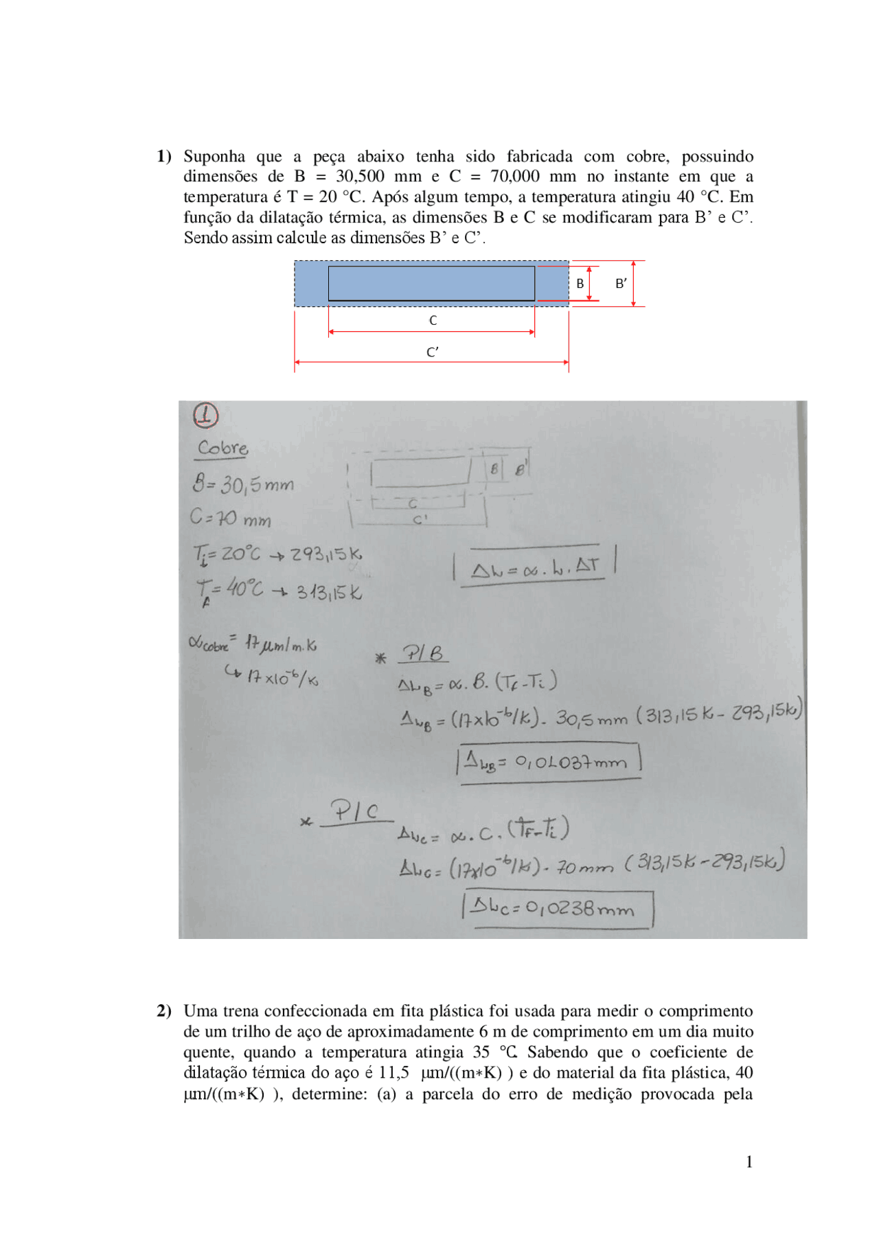 Exercício de Controle Dimensional - Docsity
