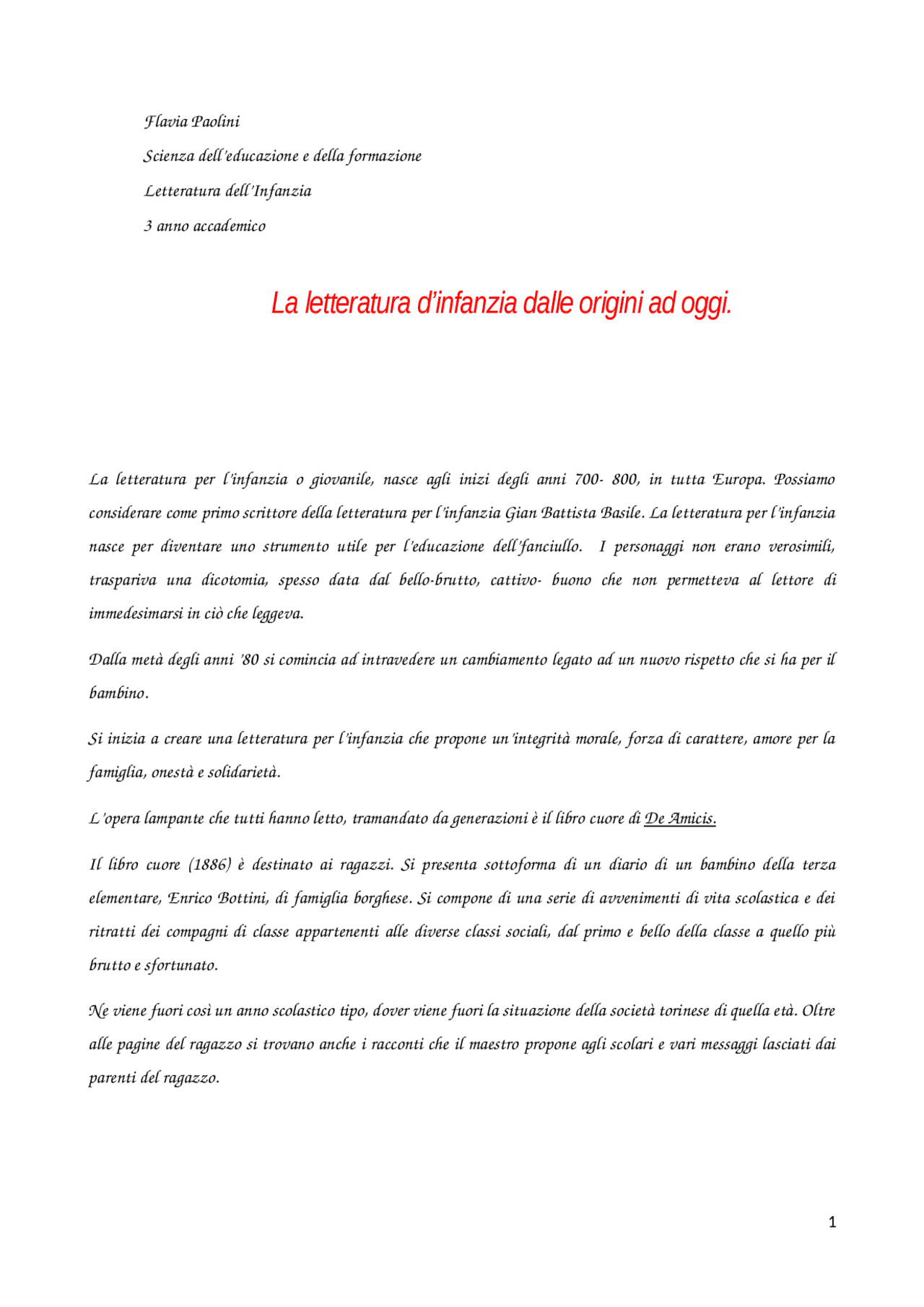 Letteratura Infanzia Esame Docsity