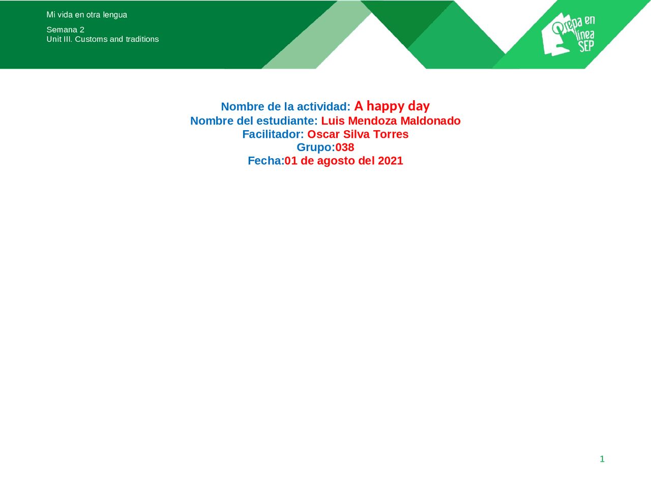 A Happy Day Docsity