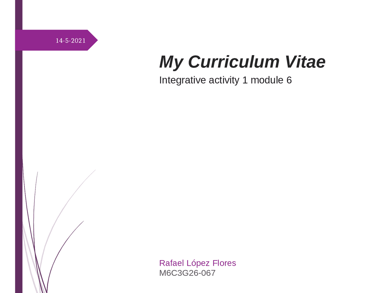 Mi Curriculum Vitae Modulo 6 Actividad Integradora 1 Docsity