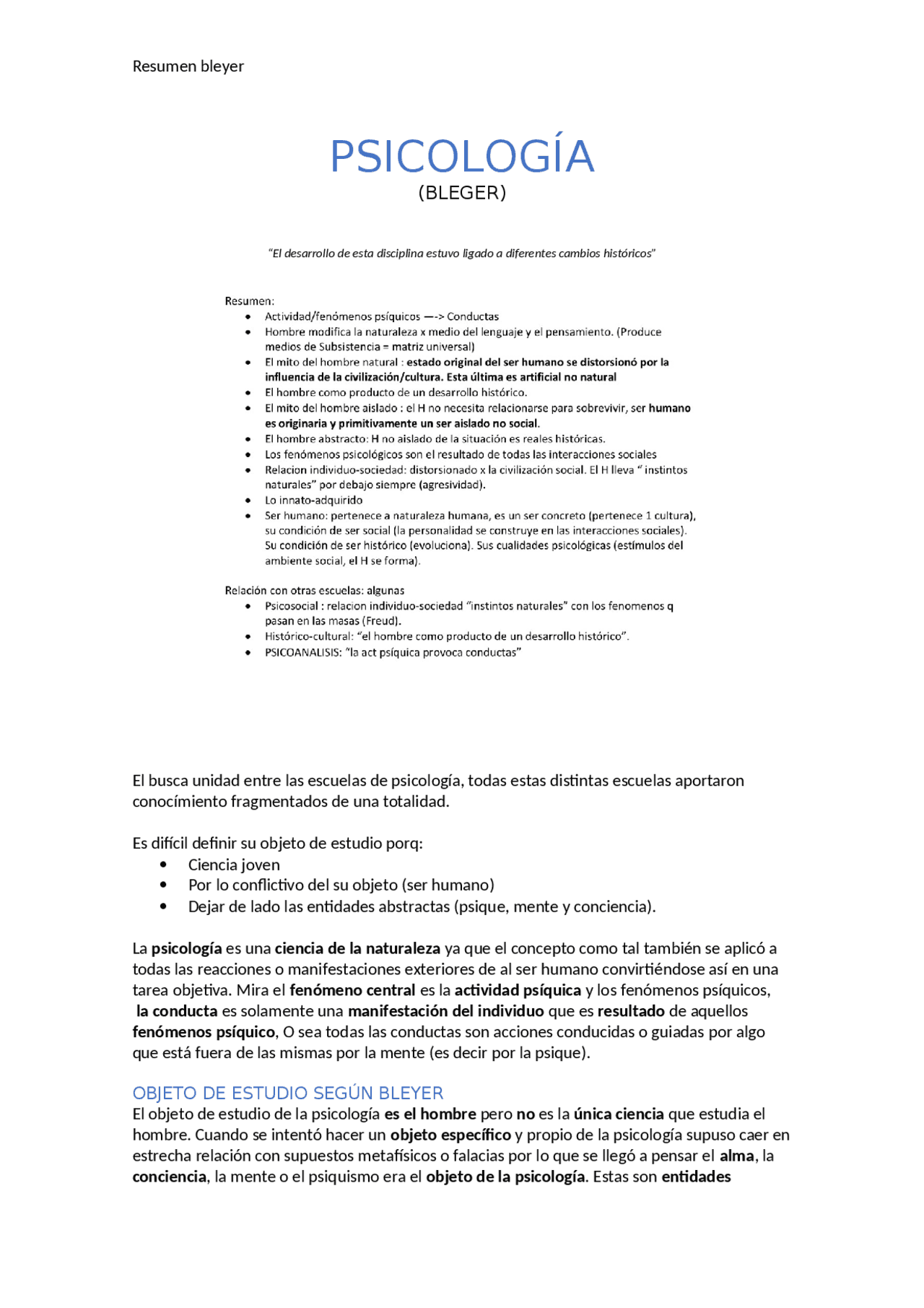 Bleger psicología completo - Docsity