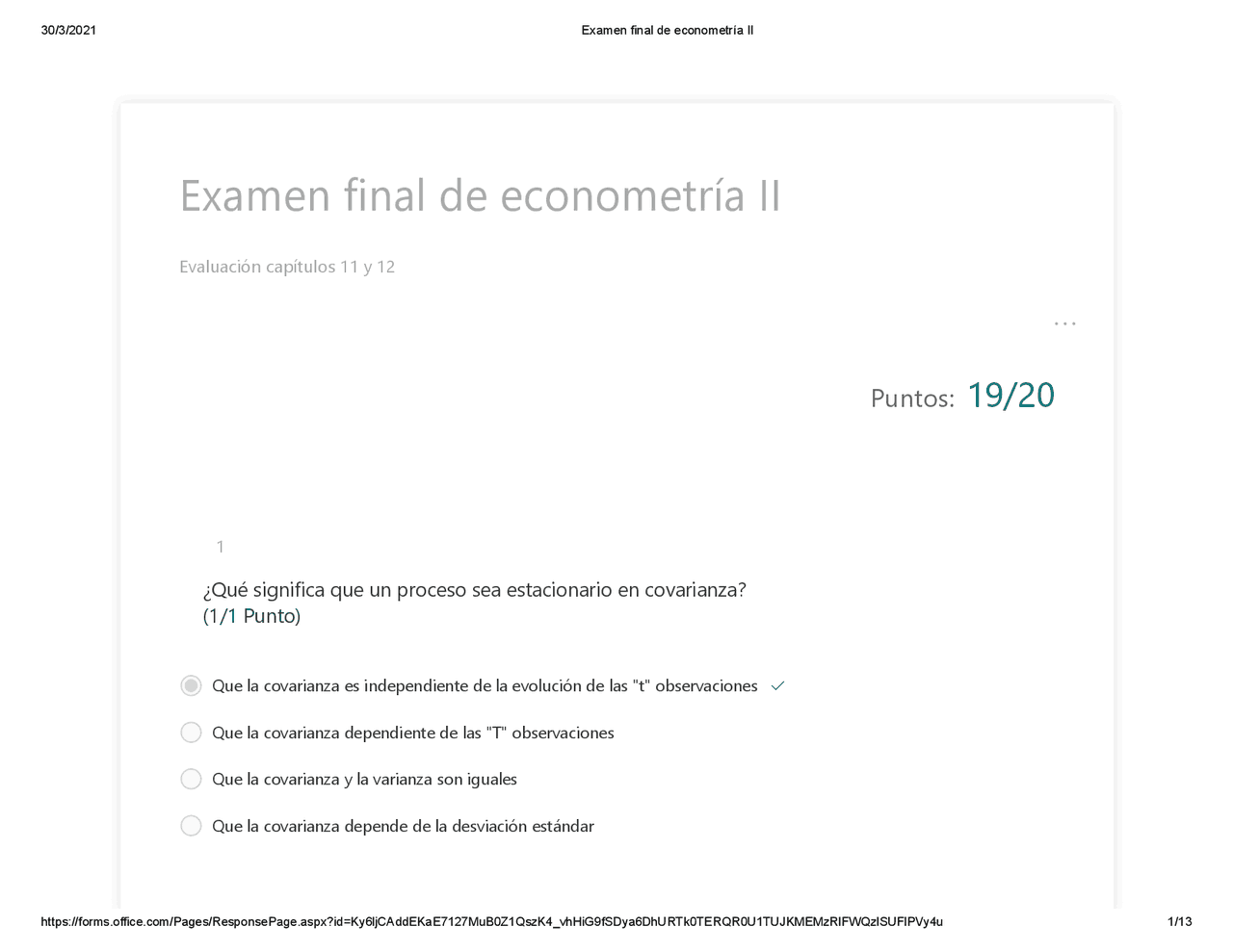 Examen Econometria 2 Docsity