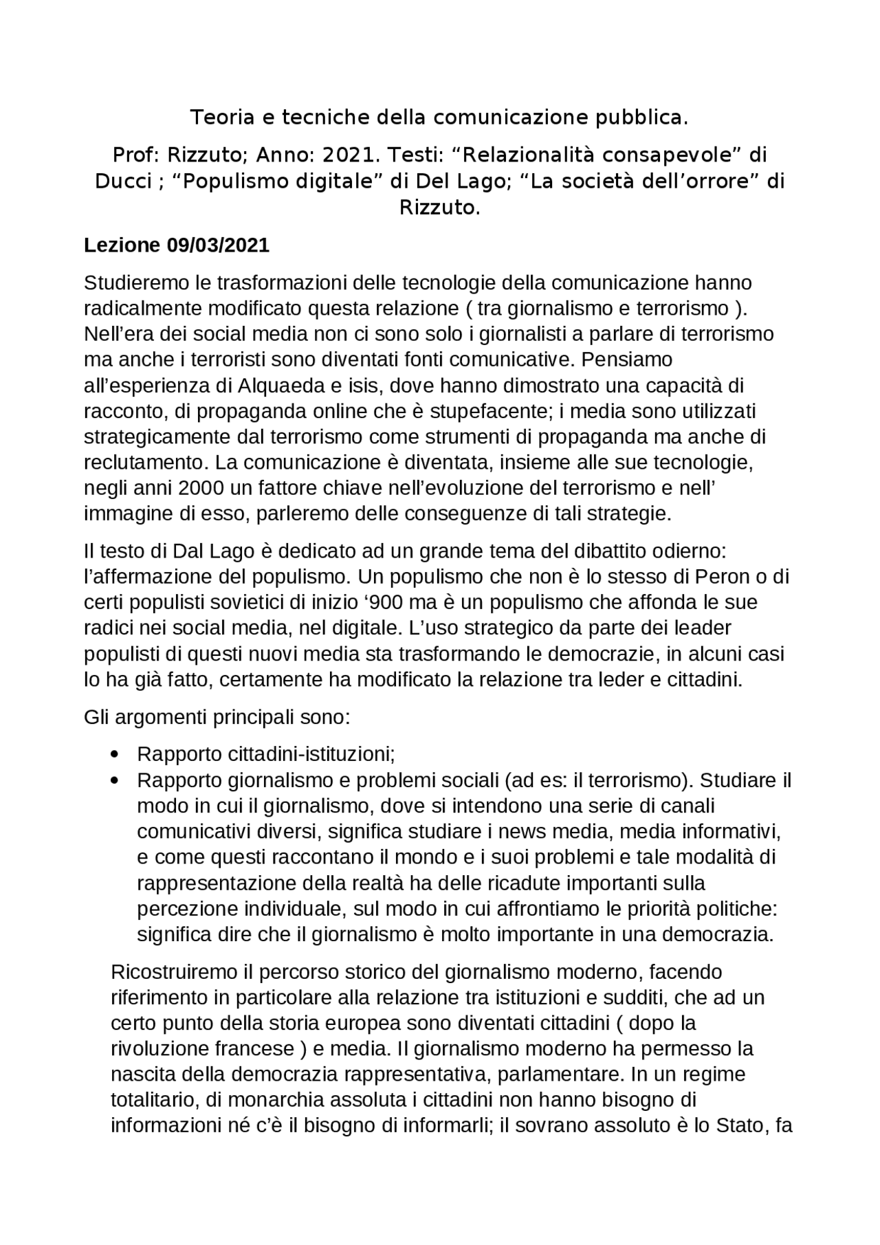 Appunti Materia Teorie E Tecniche Docsity