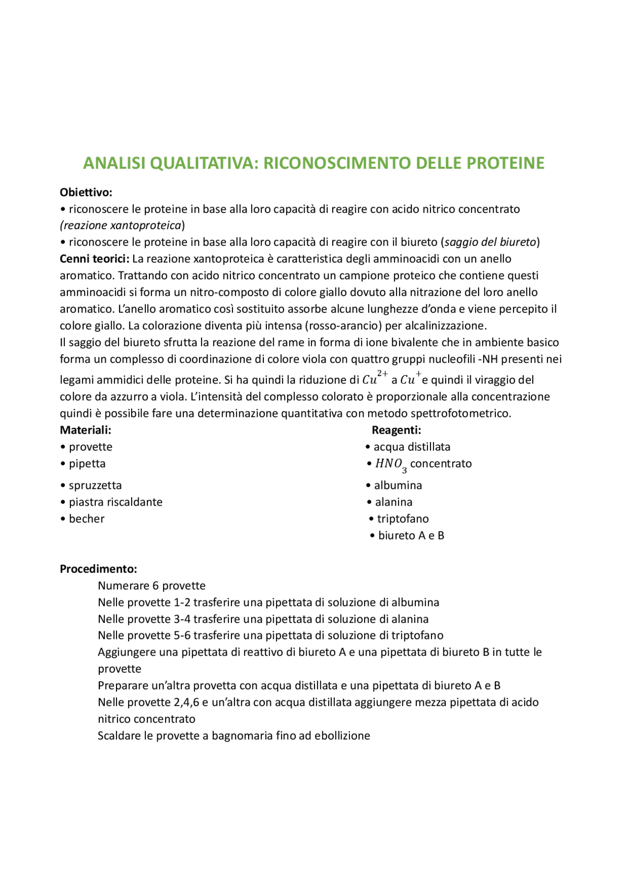 Analisi Qualitativa Riconoscimento Delle Proteine Docsity