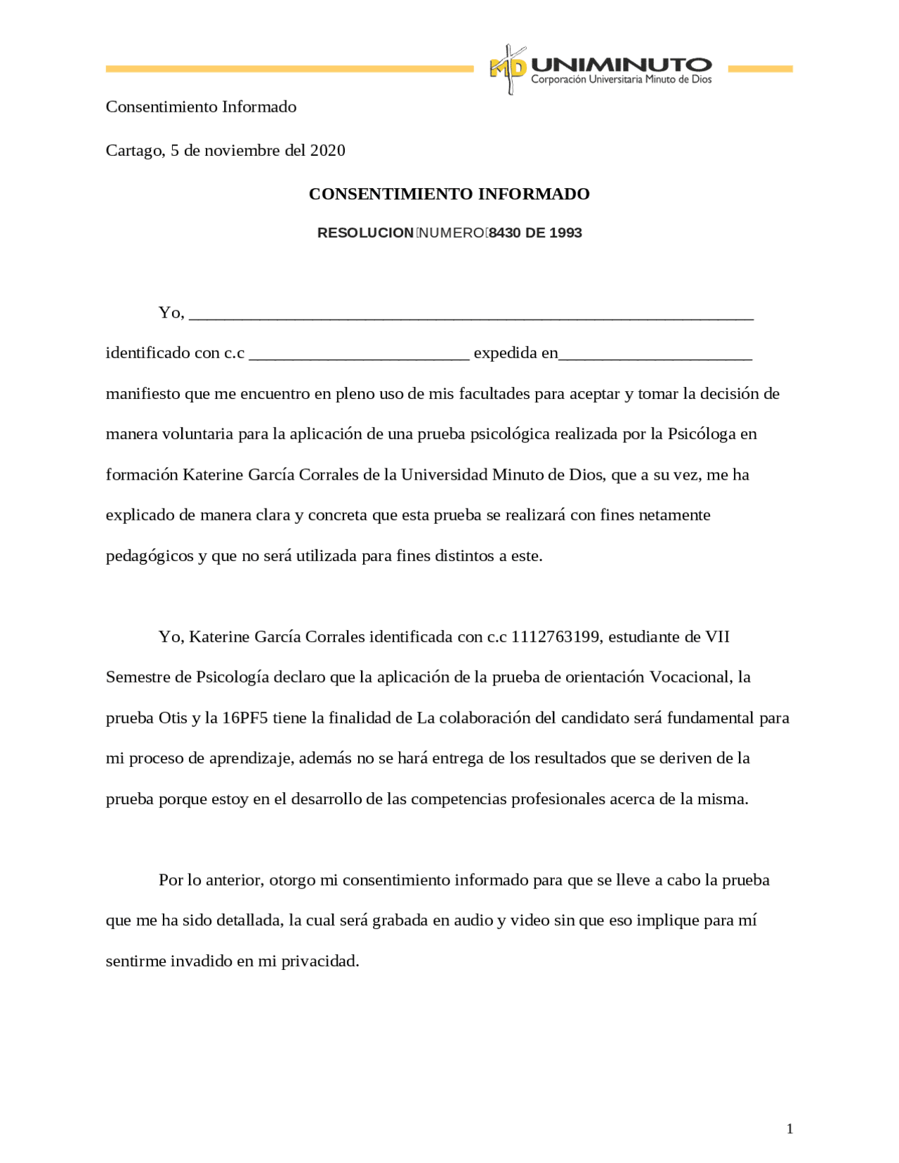 Consentimiento Informado Apuntes De Psicometría Docsity