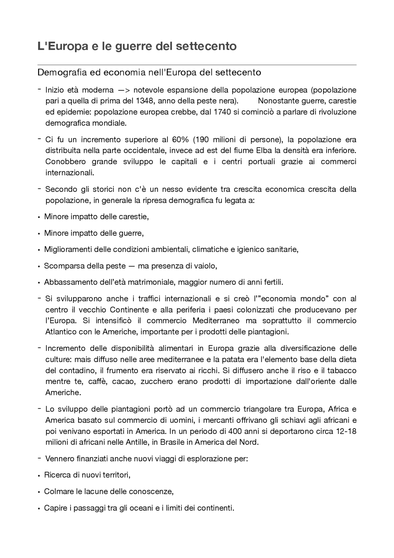 Leuropa E Le Guerre Del Settecento Docsity