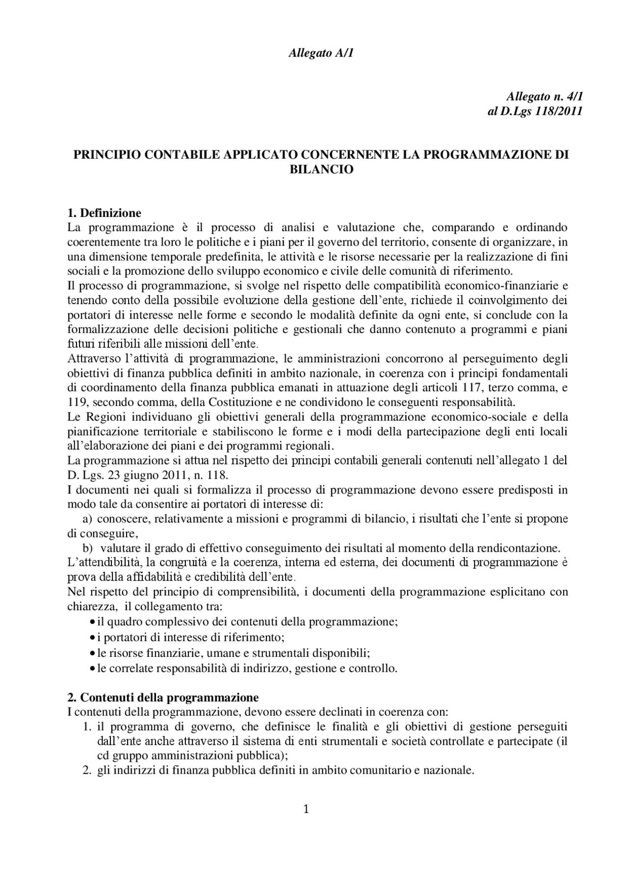 Principio contabile di programmazione - Docsity