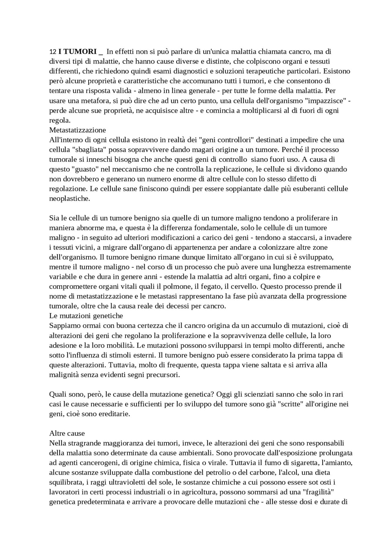 Introduzione Ai Tumori Docsity