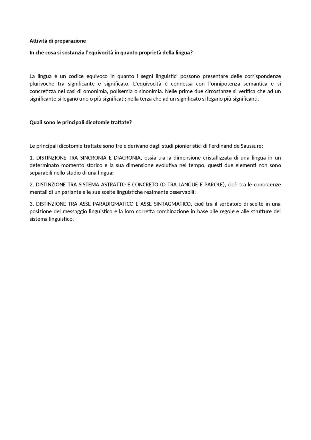 Esercizi Di Linguistica Generale Exercices De Linguistica Generale