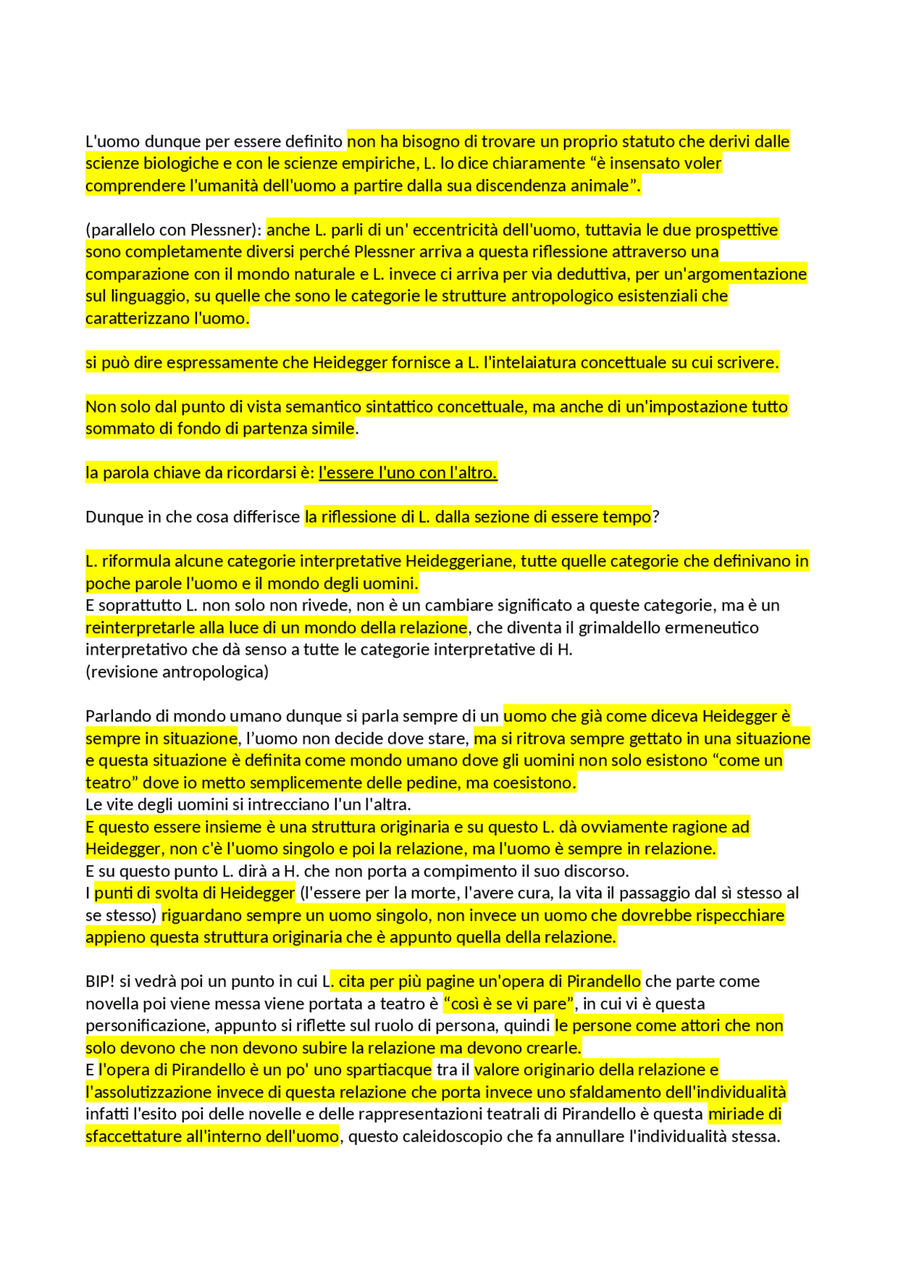Riassunto Parte Su Lowith Docsity
