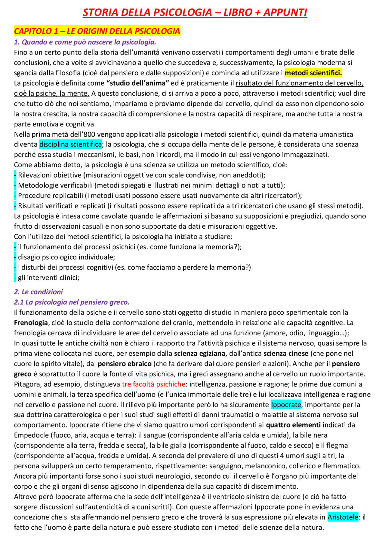 Psicologia Generaleschacterriassunto Docsity