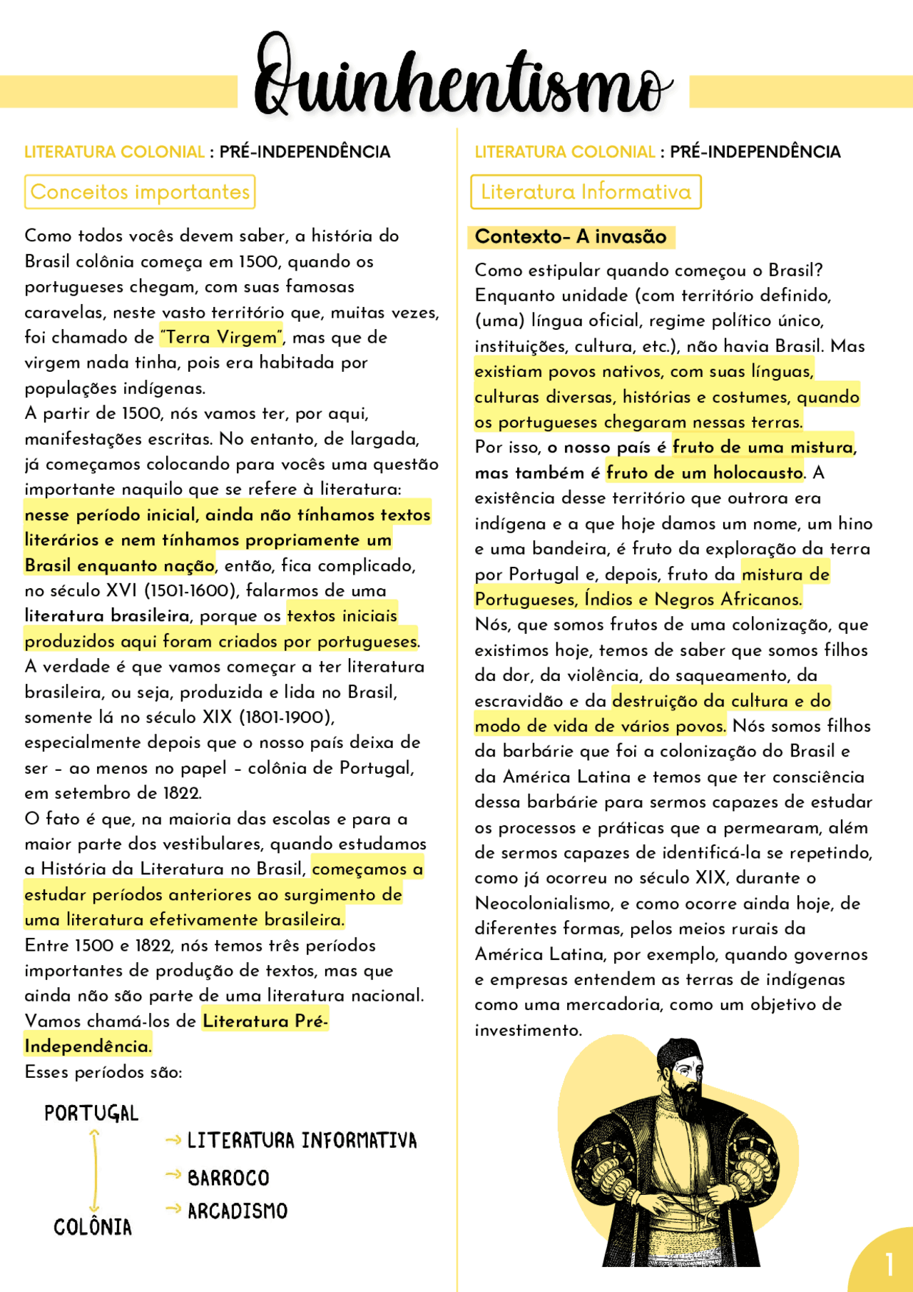 Resumo de literatura- Quinhentismo - Docsity