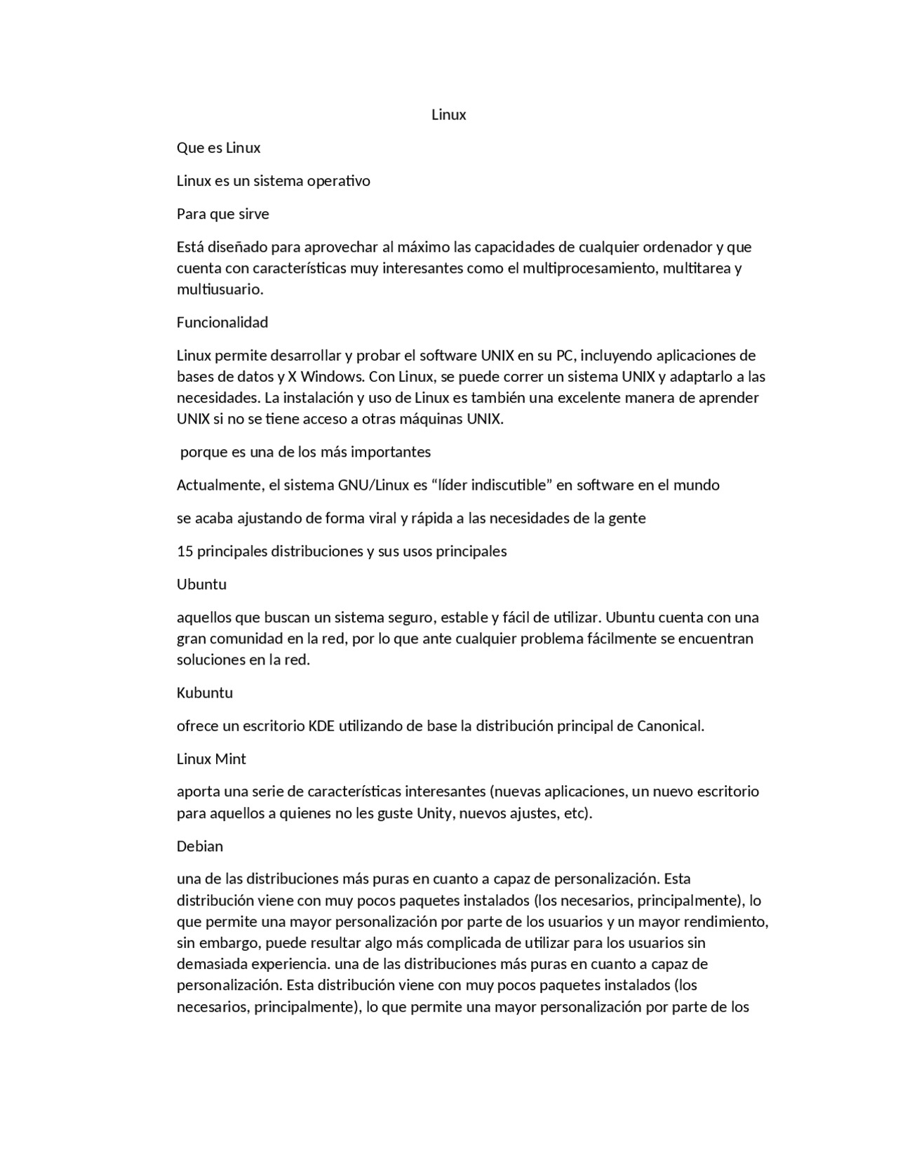 Linux Sistema Operativo Docsity