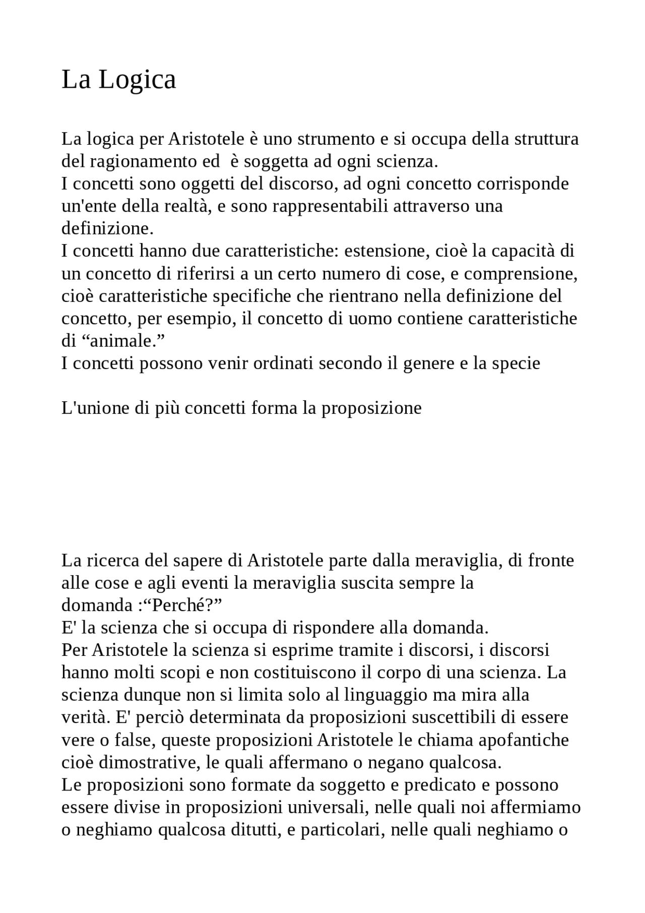 La Logica secondo Aristotele: Struttura del Ragionamento e Concetti | Appunti di Filosofia | Docsity