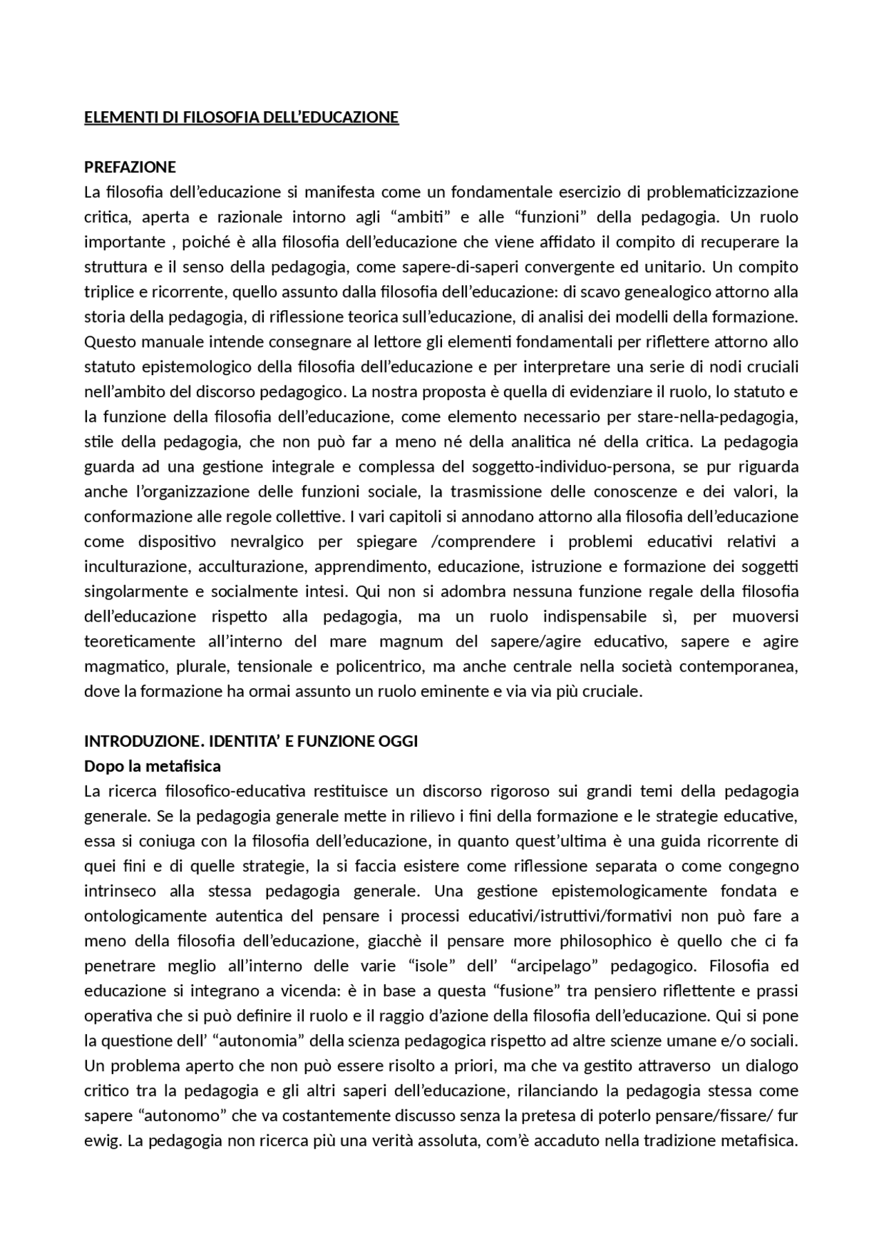 Riassunto Completo Di Elementi Di Filosofia Docsity